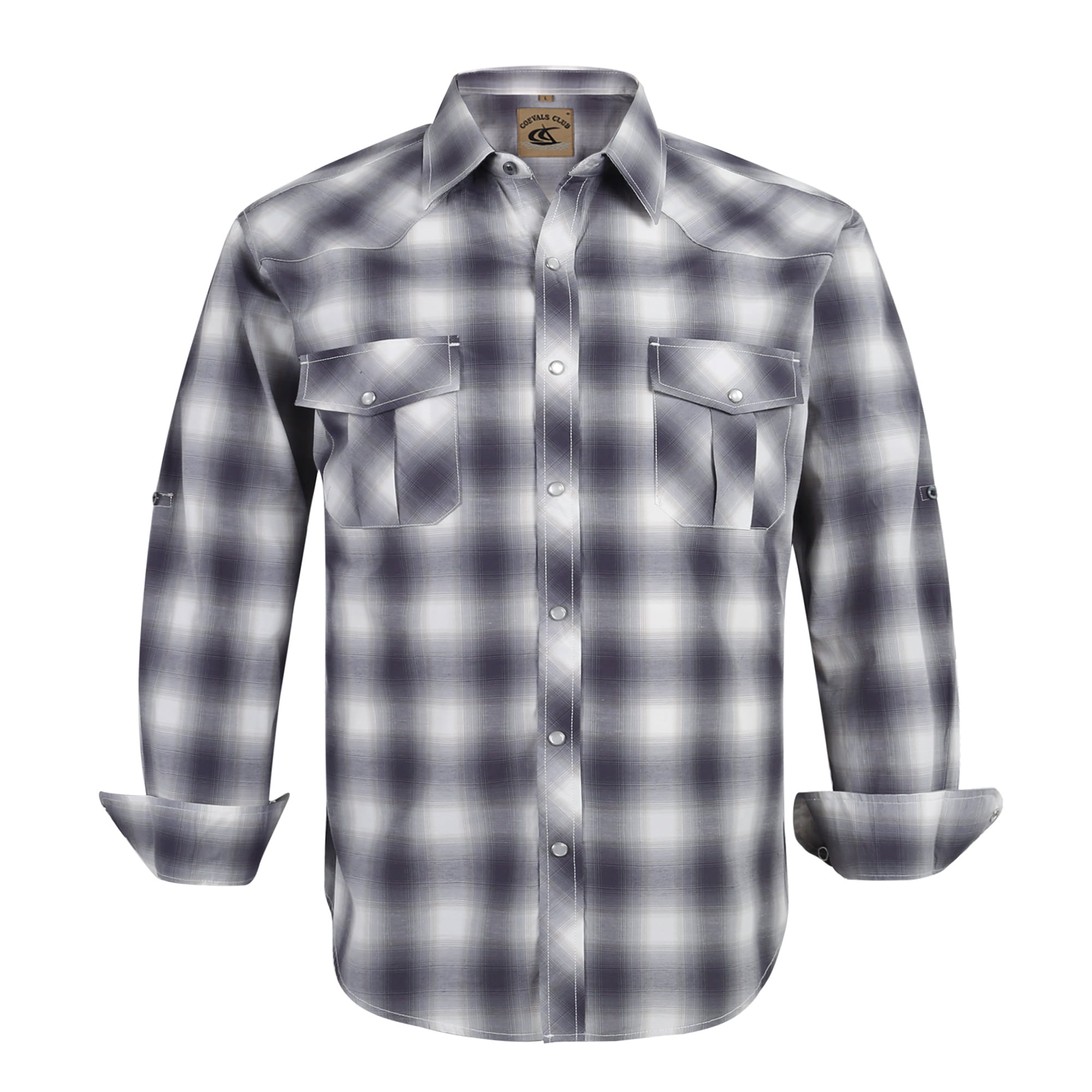 Coevals Club Men's Western Shirt Cowboy Plaid Country Pearl Snap Button ...