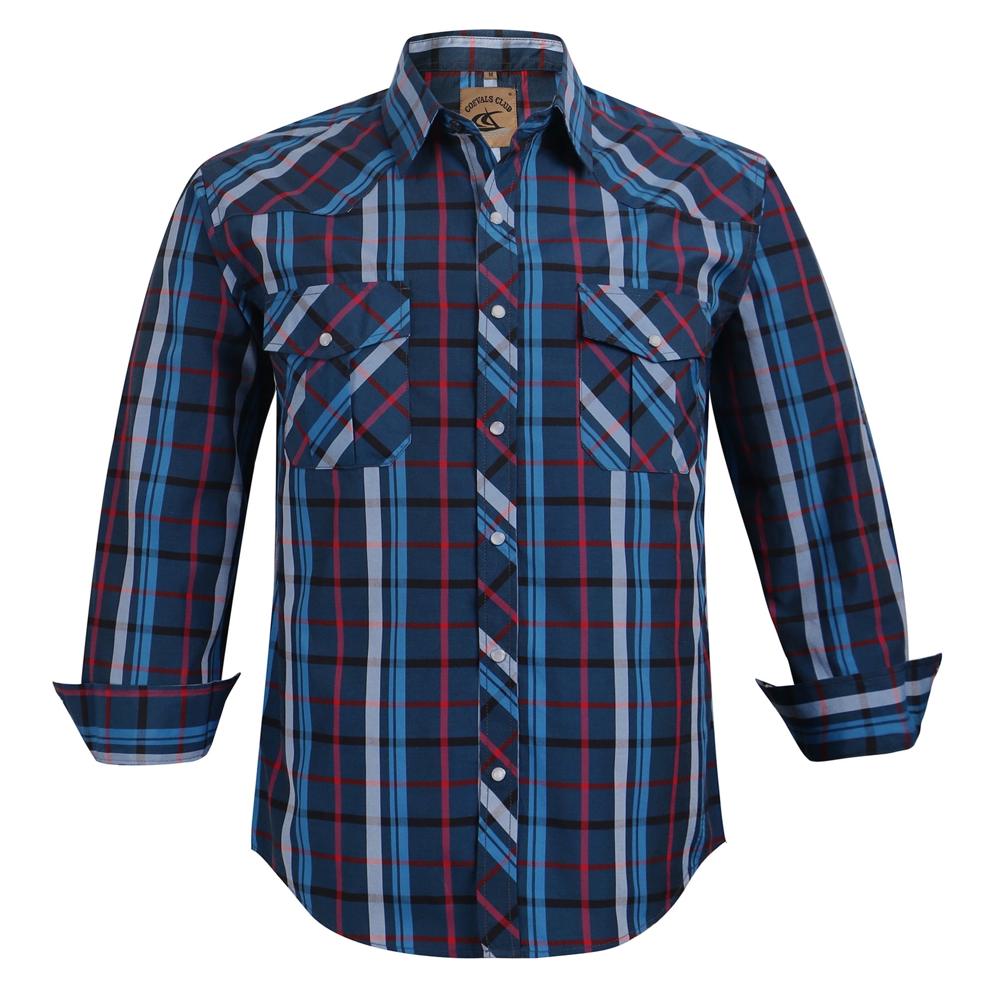 Coevals Club Men's Western Shirt Cowboy Plaid Country Pearl Snap Button ...