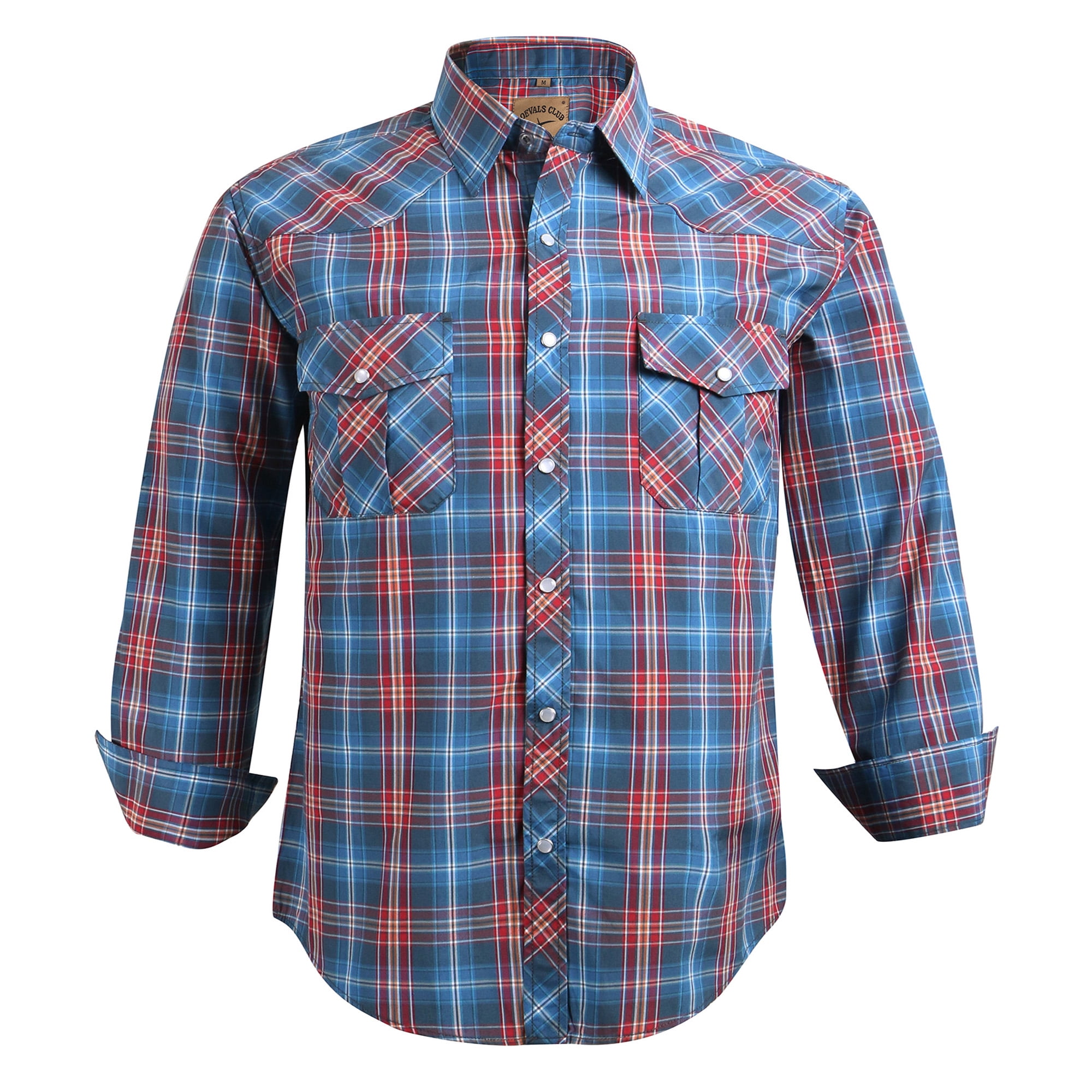 Coevals Club Men's Western Shirt Cowboy Plaid Country Pearl Snap Button ...