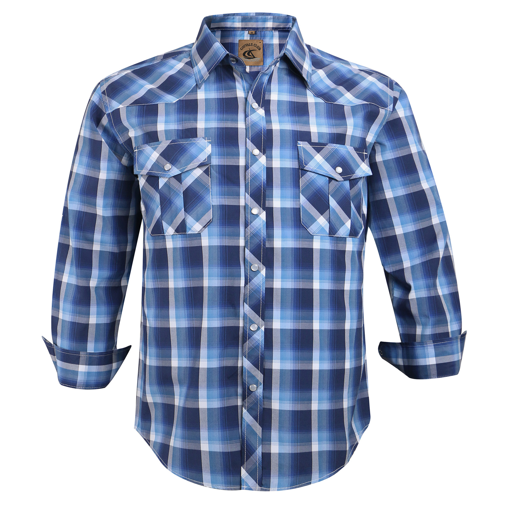 Coevals Club Men's Western Shirt Cowboy Plaid Country Pearl Snap Button ...