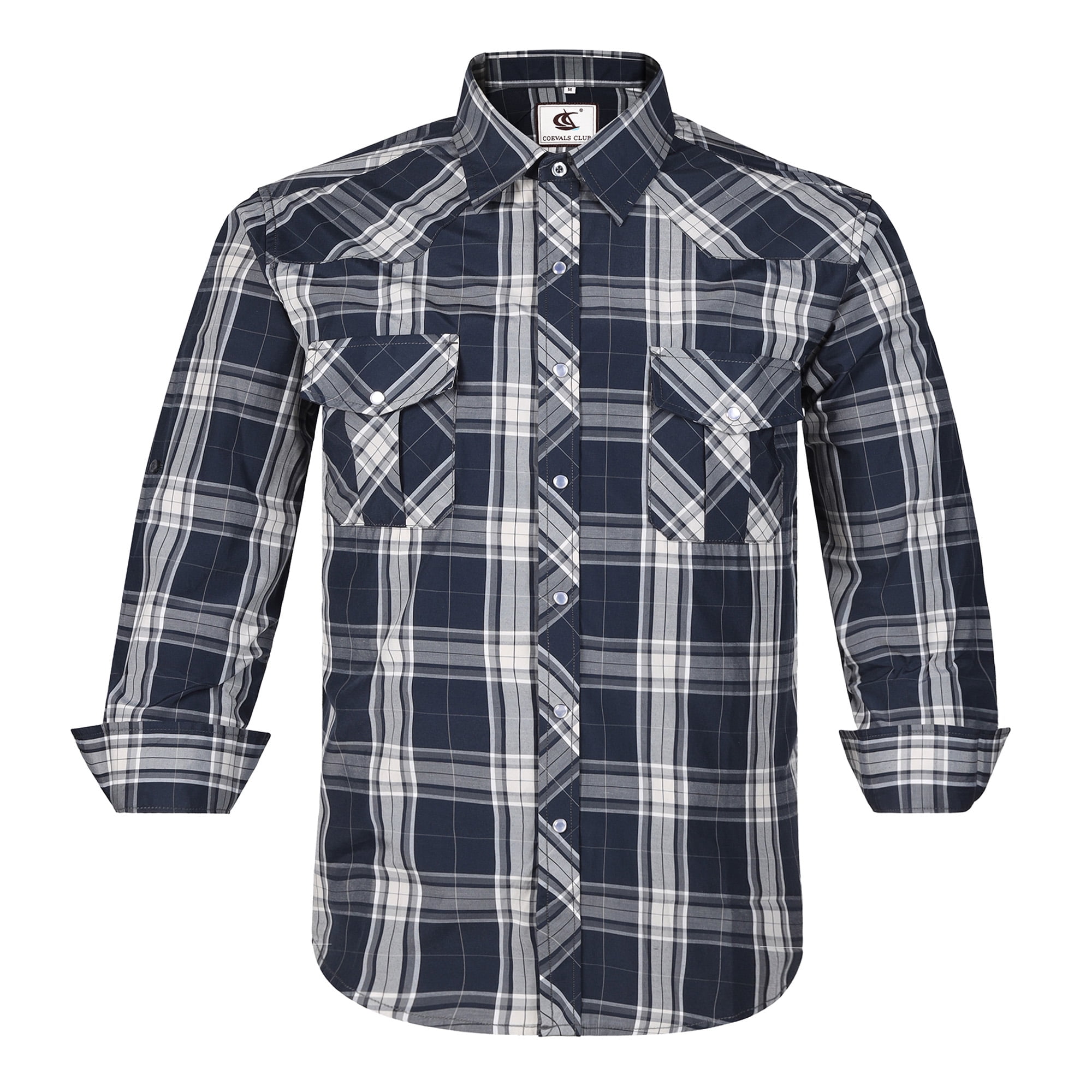 Coevals Club Men's Western Shirt Cowboy Plaid Country Pearl Snap Button ...