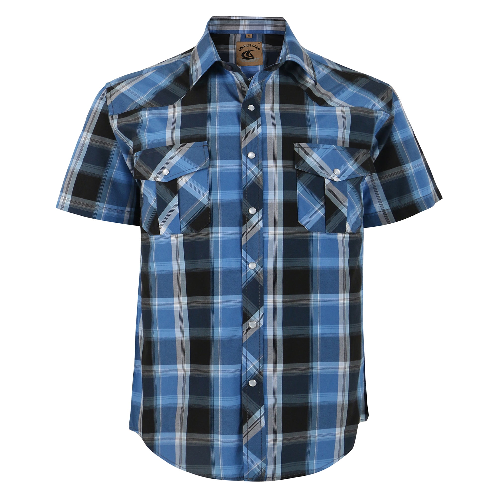 Coevals Club Men's Western Shirt Cowboy Plaid Country Pearl Snap Button ...