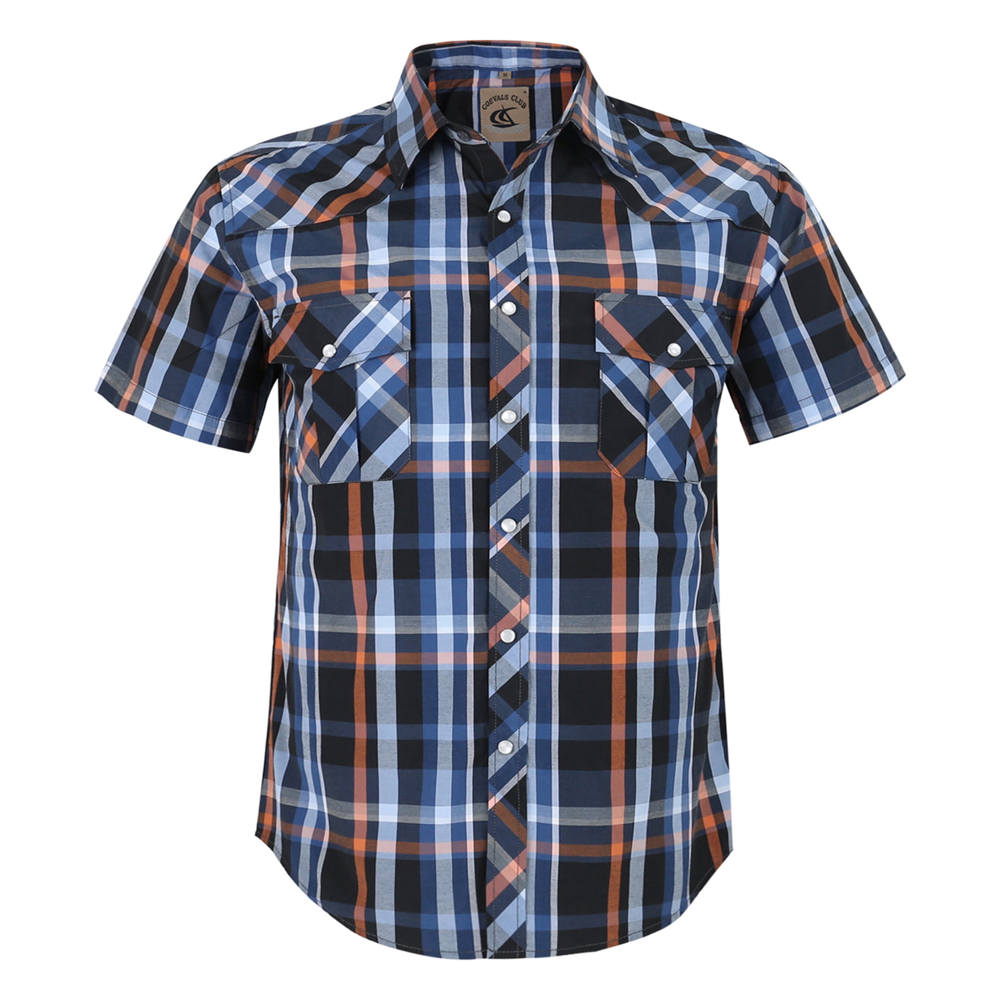 Coevals Club Men's Western Shirt Cowboy Plaid Country Pearl Snap Button ...