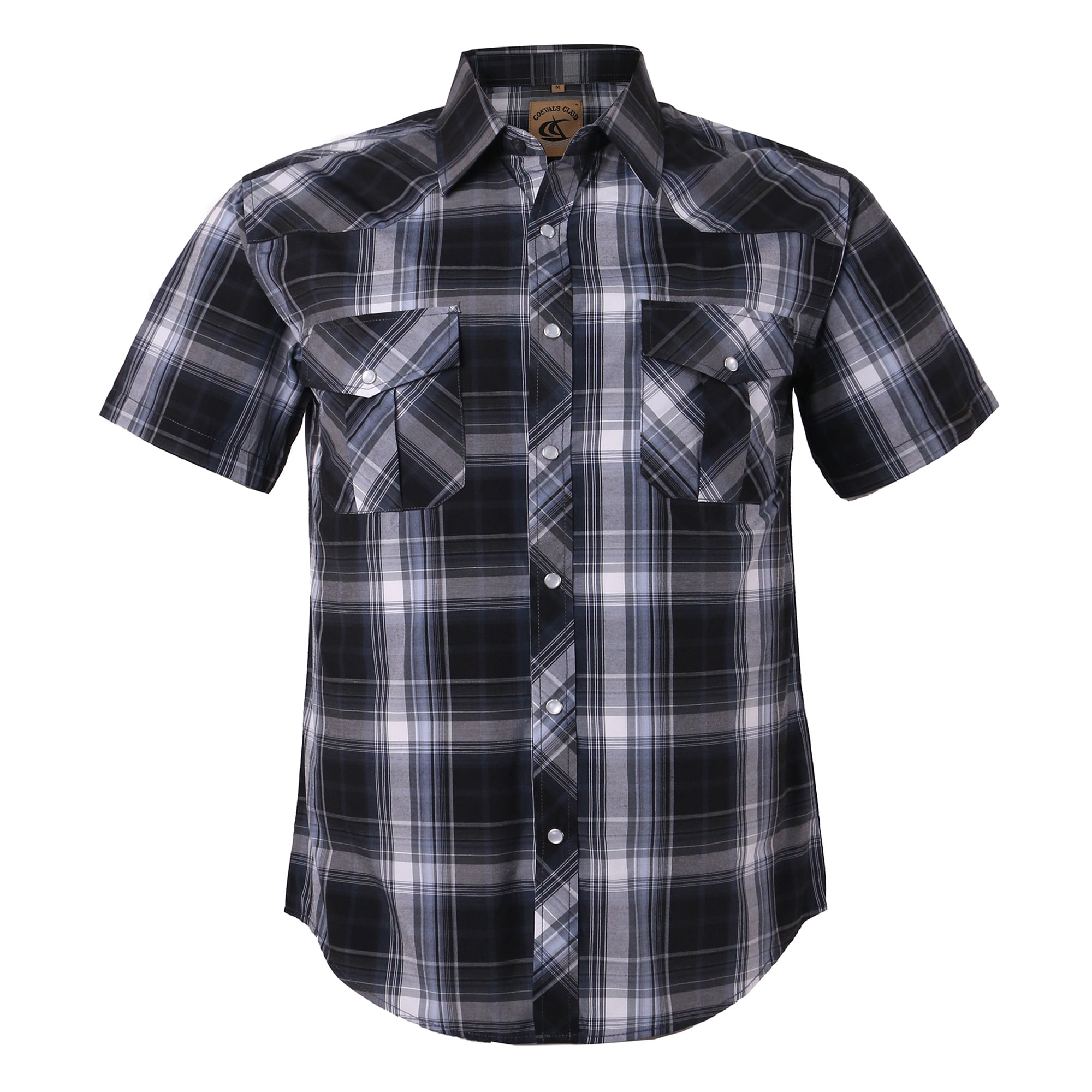 Coevals Club Men's Western Shirt Cowboy Plaid Country Pearl Snap Button ...