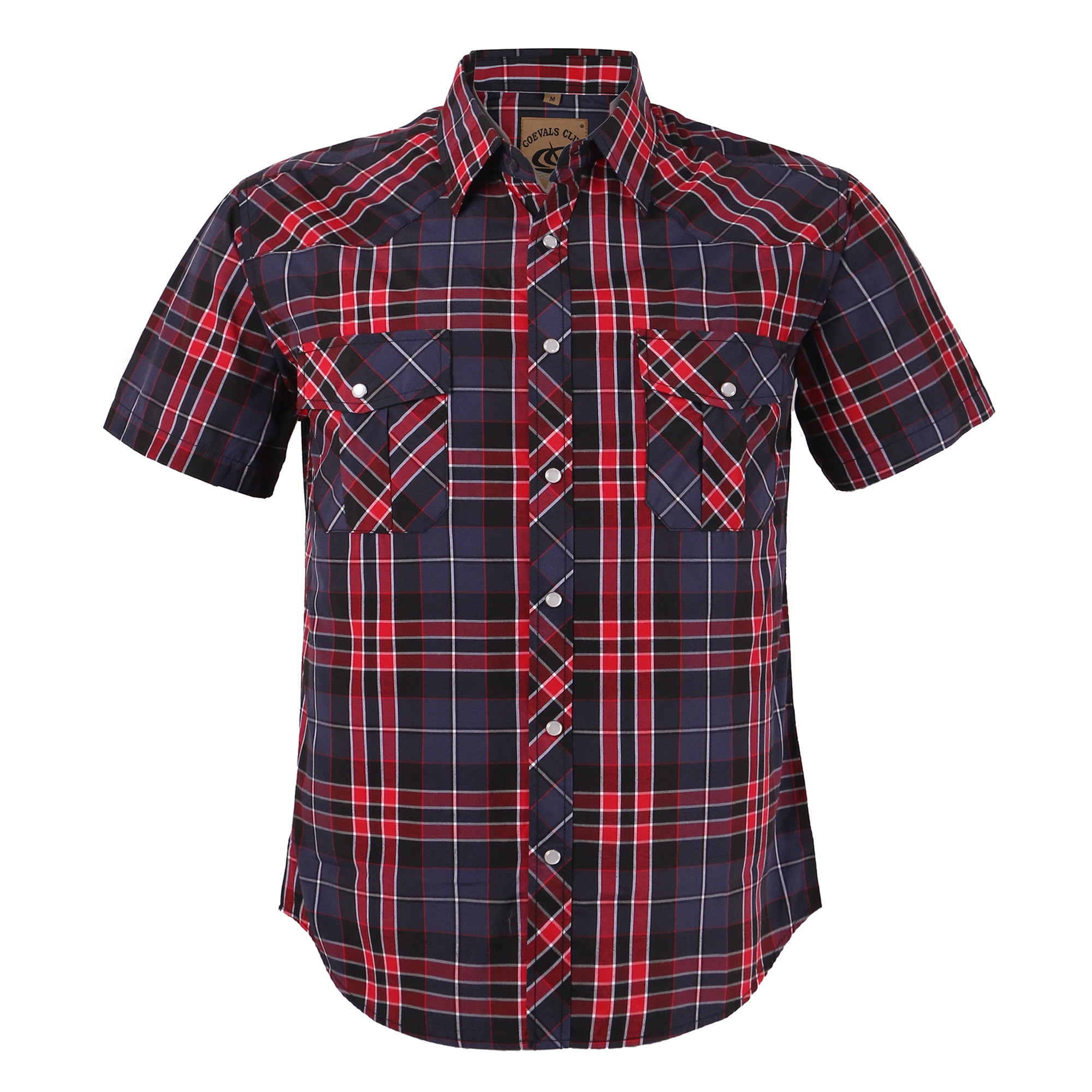 Coevals Club Men's Western Shirt Cowboy Plaid Country Pearl Snap Button ...