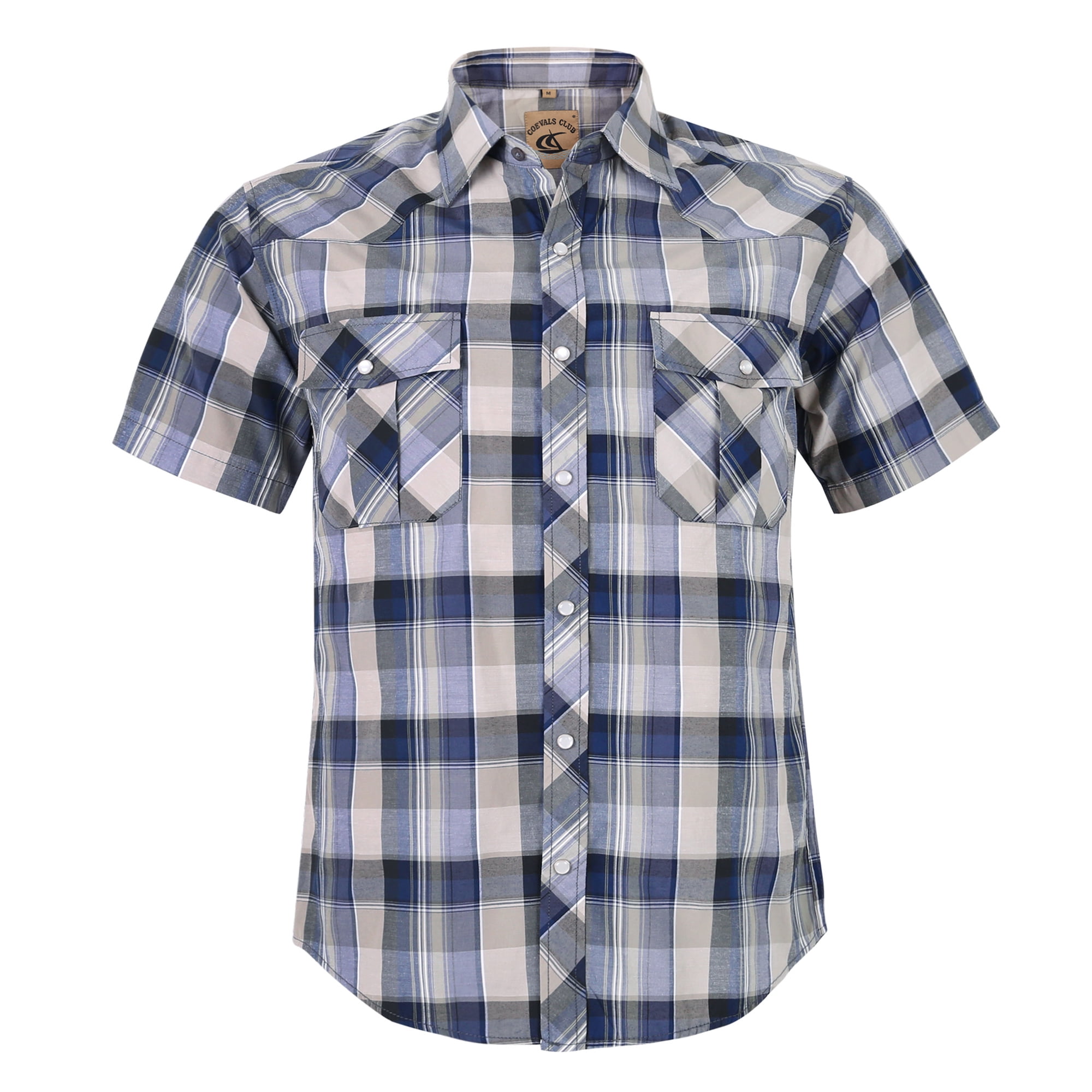 Coevals Club Men's Western Shirt Cowboy Plaid Country Pearl Snap Button ...