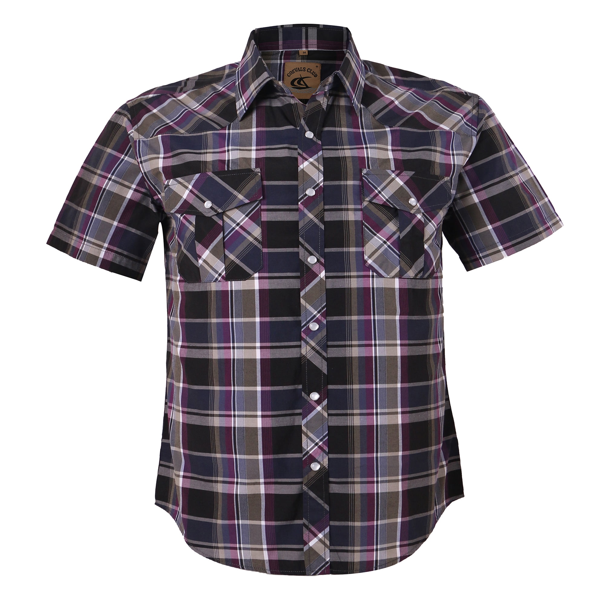 Coevals Club Men's Western Shirt Cowboy Plaid Country Pearl Snap Button ...