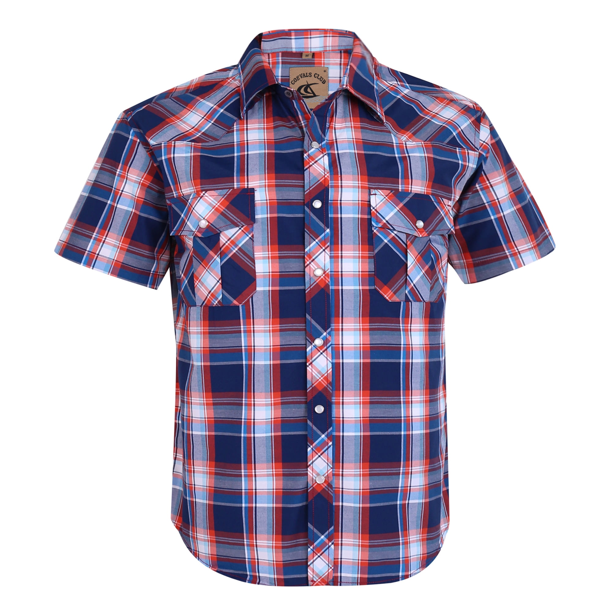 Coevals Club Men's Western Shirt Cowboy Plaid Country Pearl Snap Button ...