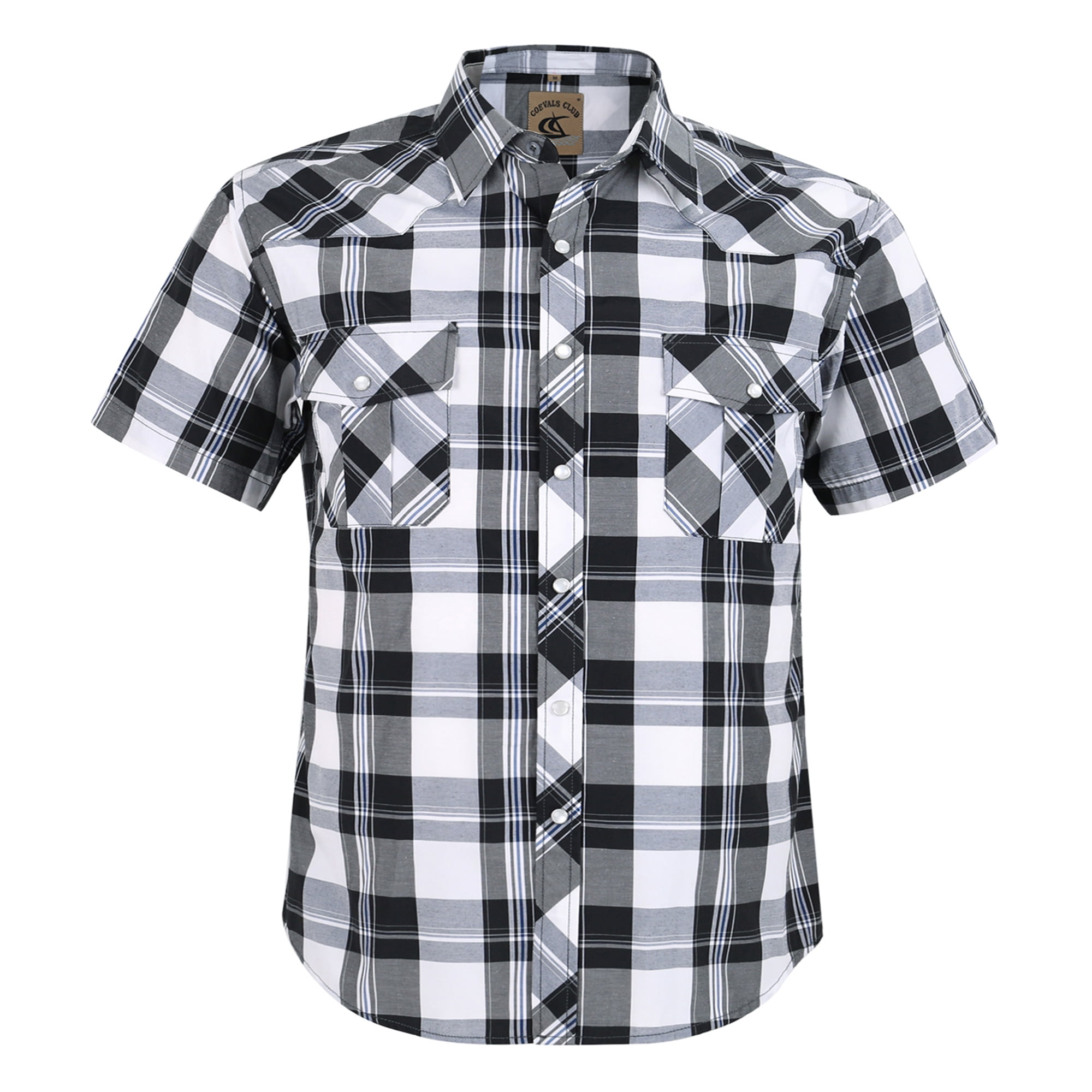 Coevals Club Men's Western Shirt Cowboy Plaid Country Pearl Snap Button ...