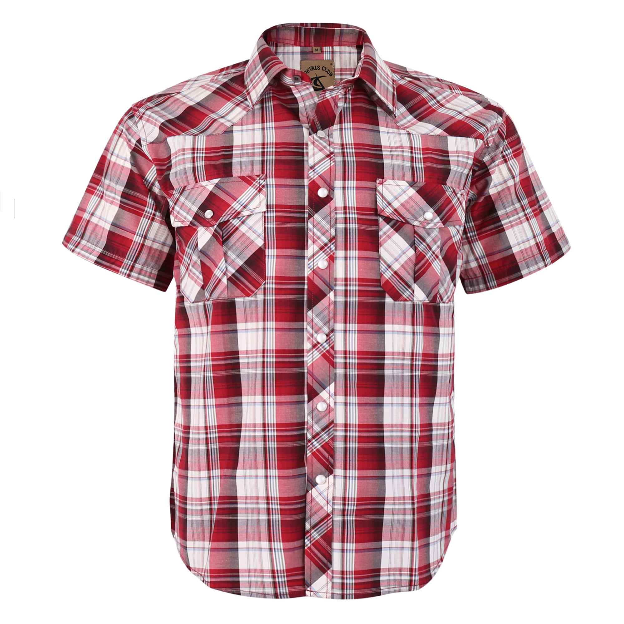 Coevals Club Men's Western Shirt Cowboy Plaid Country Pearl Snap Button ...