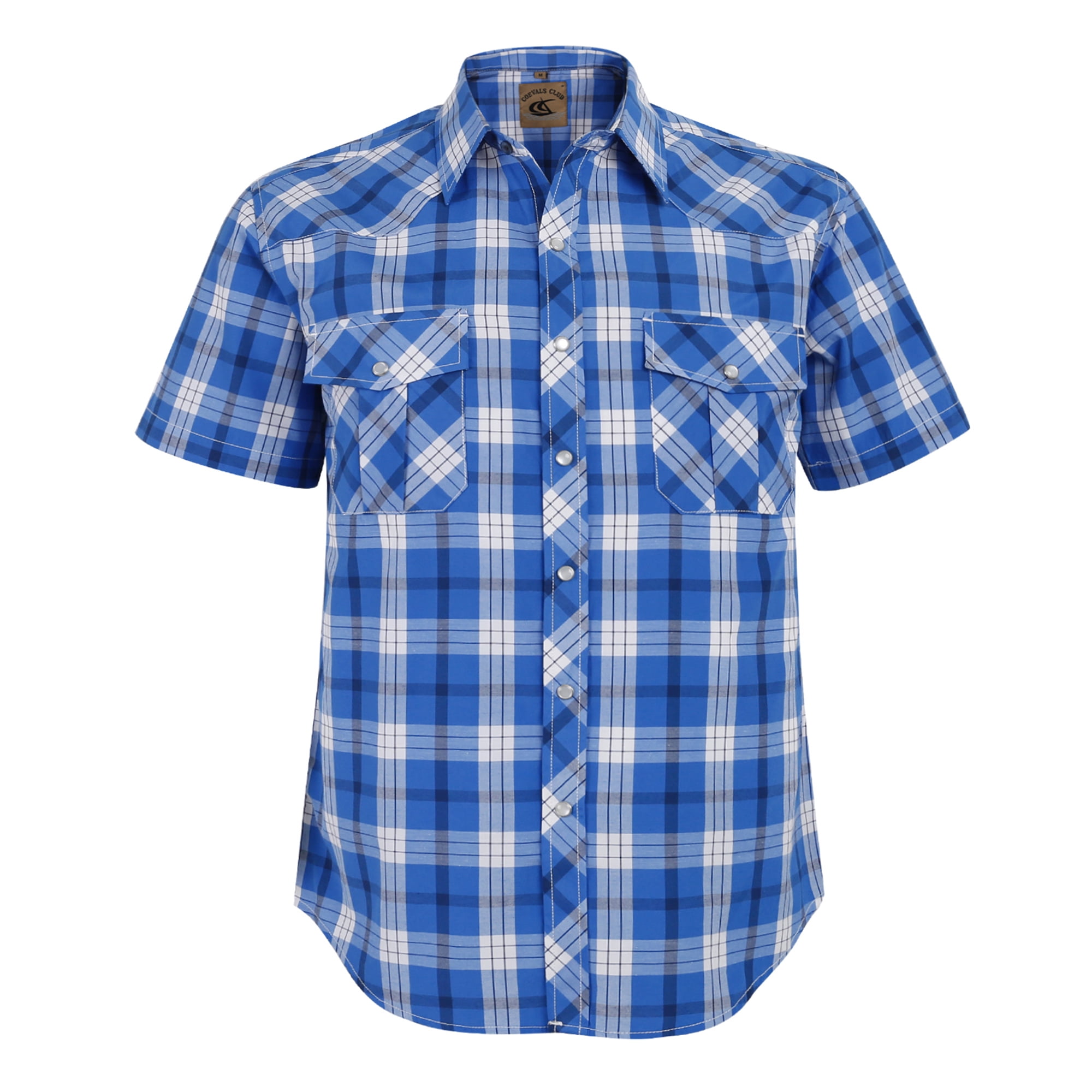 Coevals Club Men's Western Shirt Cowboy Plaid Country Pearl Snap Button ...