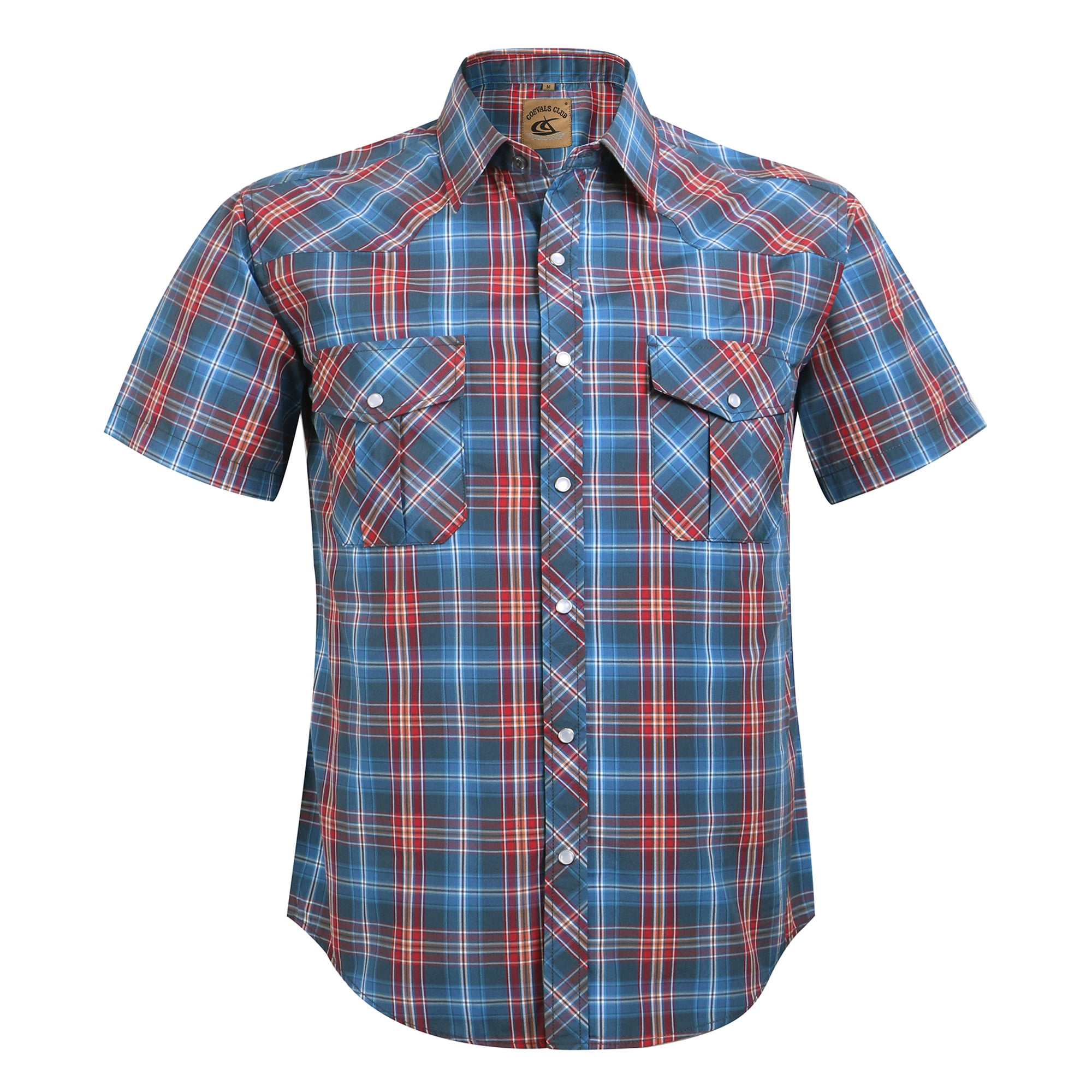 Coevals Club Men's Western Shirt Cowboy Plaid Country Pearl Snap Button ...