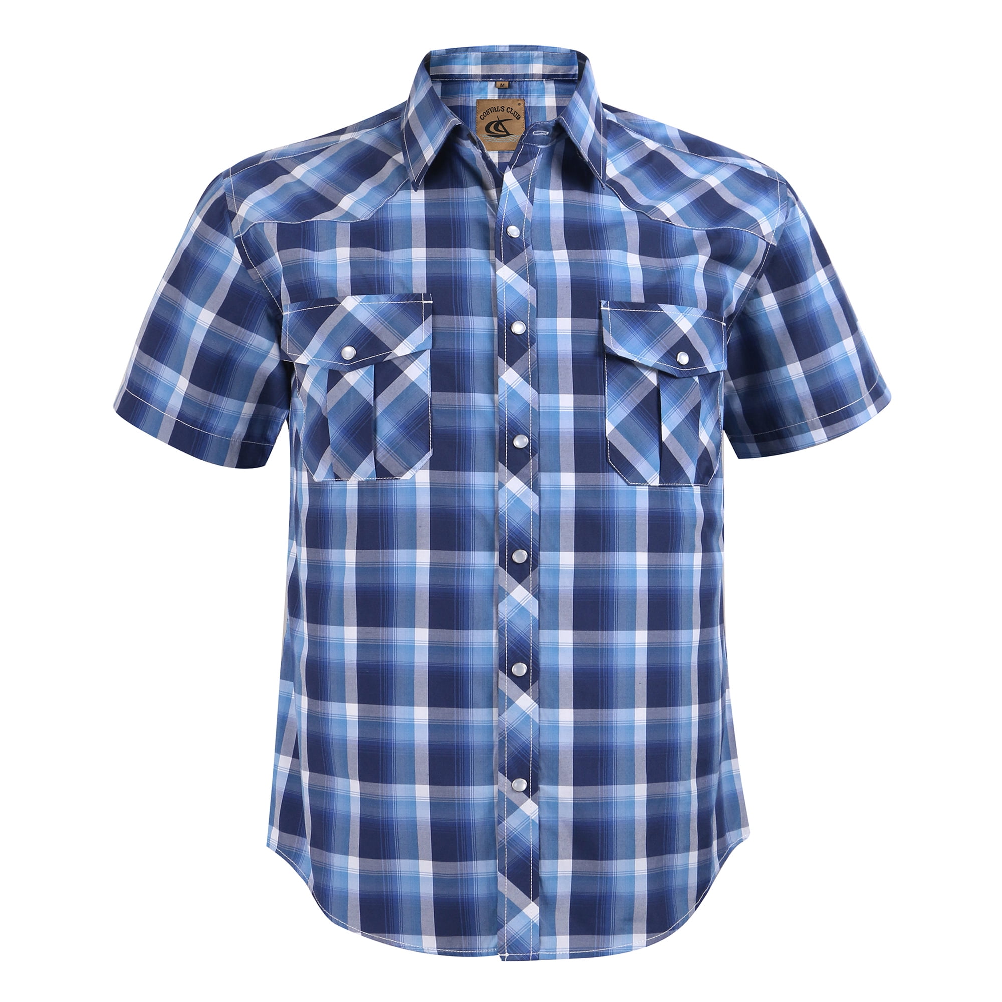 Coevals Club Men's Western Shirt Cowboy Plaid Country Pearl Snap Button ...