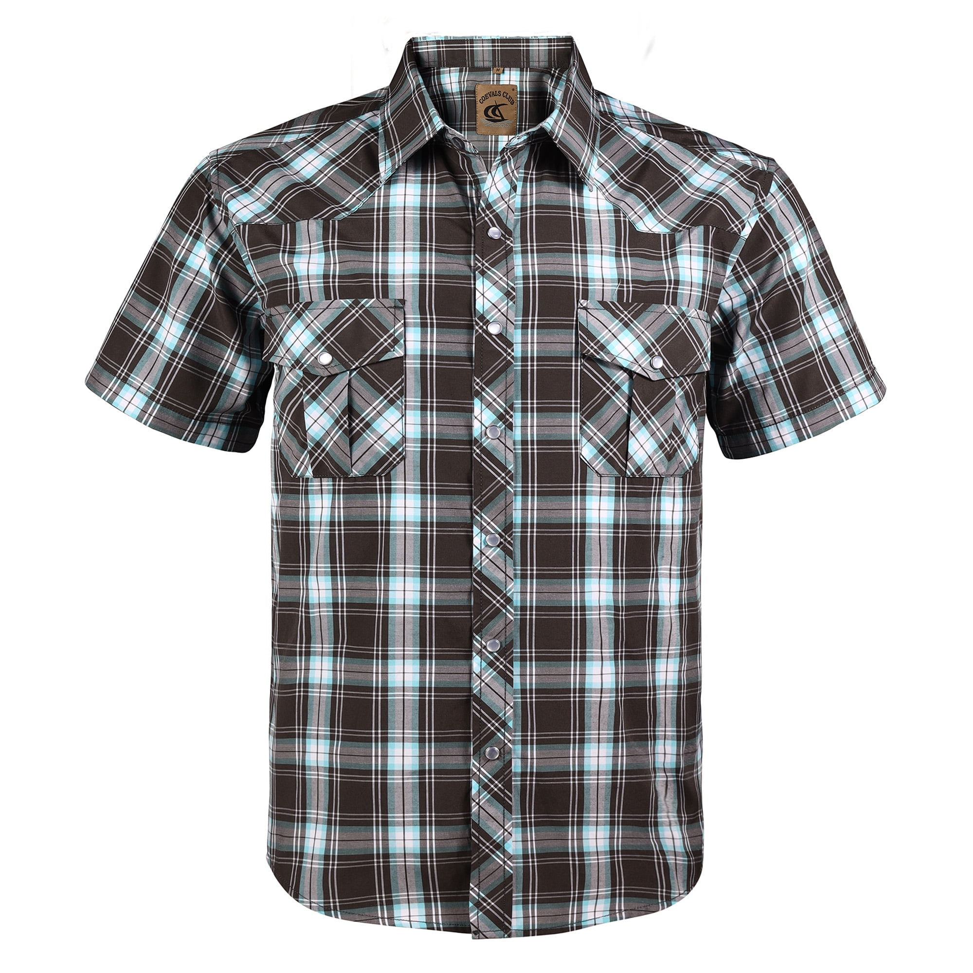 Coevals Club Men's Western Shirt Cowboy Plaid Country Pearl Snap Button ...