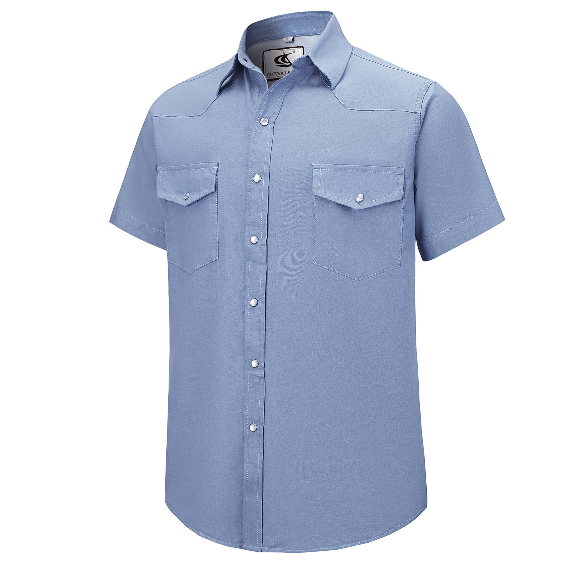 Coevals Club Mens Denim Pearl Snap Western Cowboy Work Cotton Button up ...