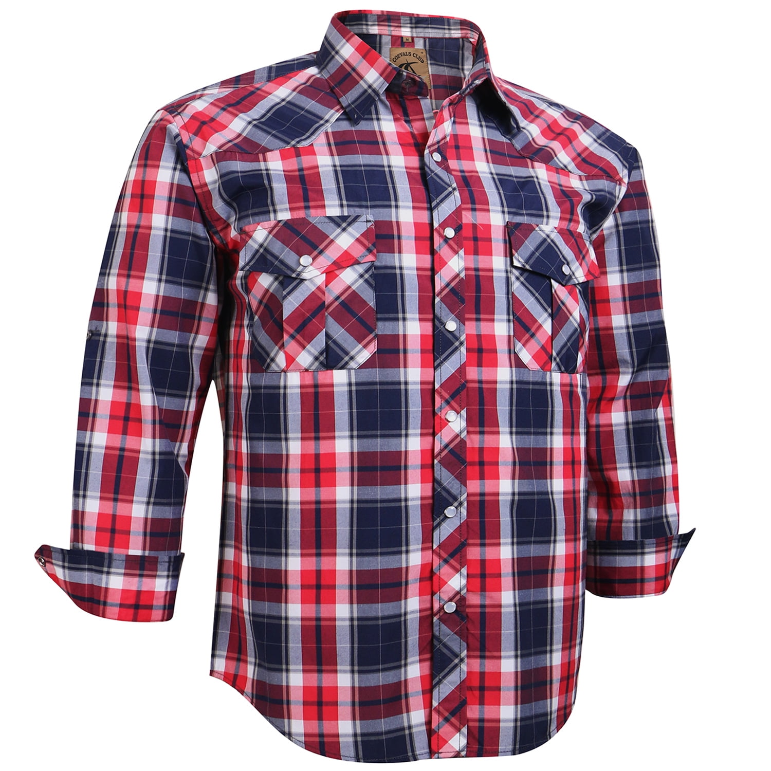 Coevals Club Mens Pearl Snap Plaid Western Cowboy Button Up Long Sleeve ...