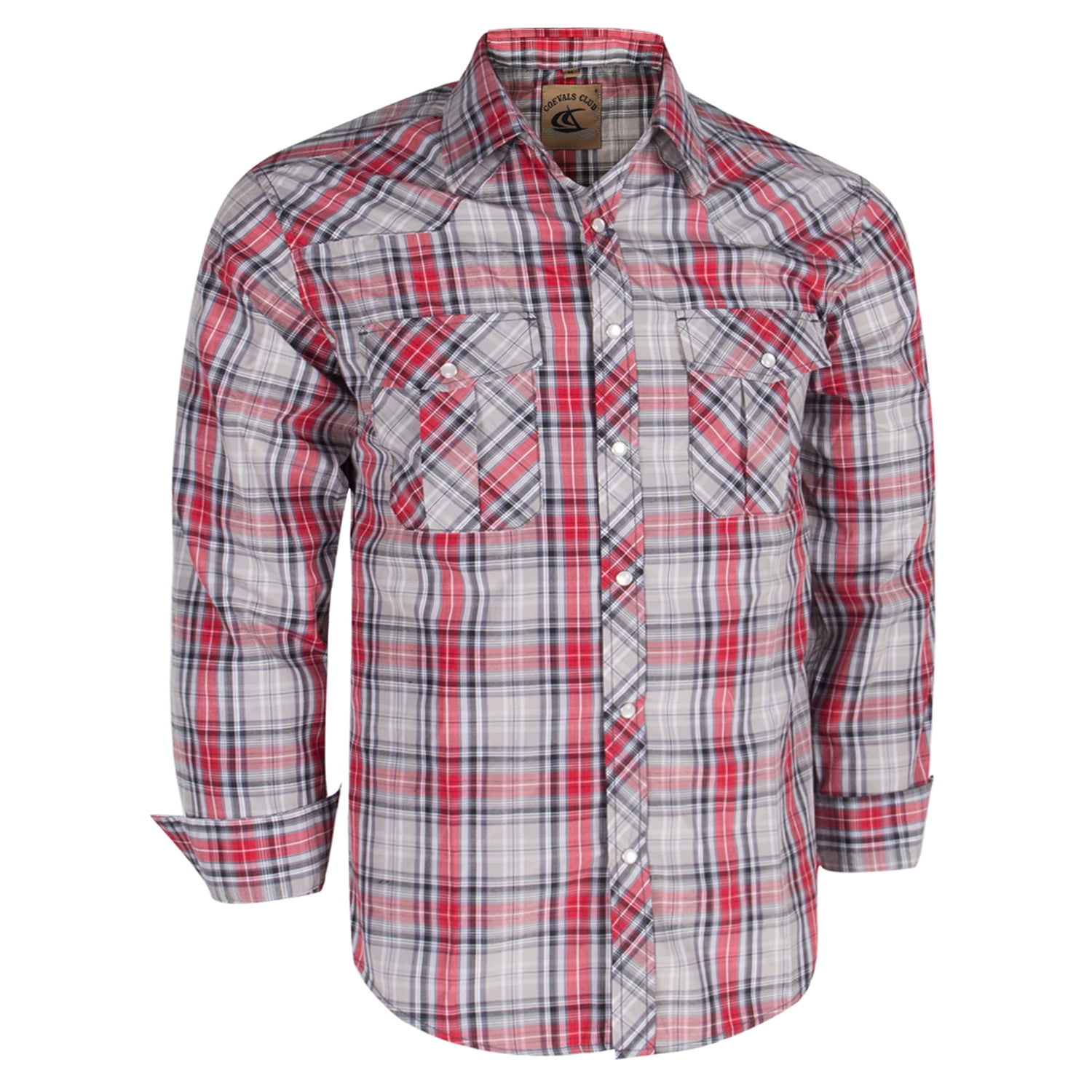 Coevals Club Mens Pearl Snap Plaid Western Cowboy Button Up Long Sleeve ...