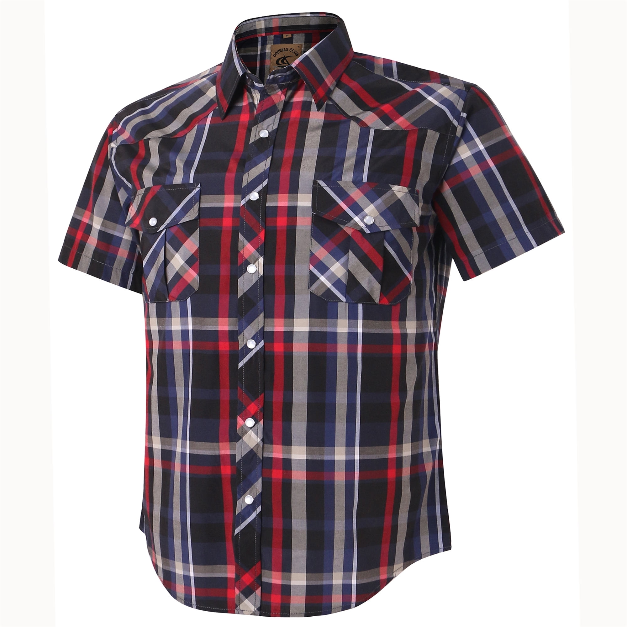 Coevals Club Mens Pearl Snap Plaid Western Cowboy Button Up Short ...