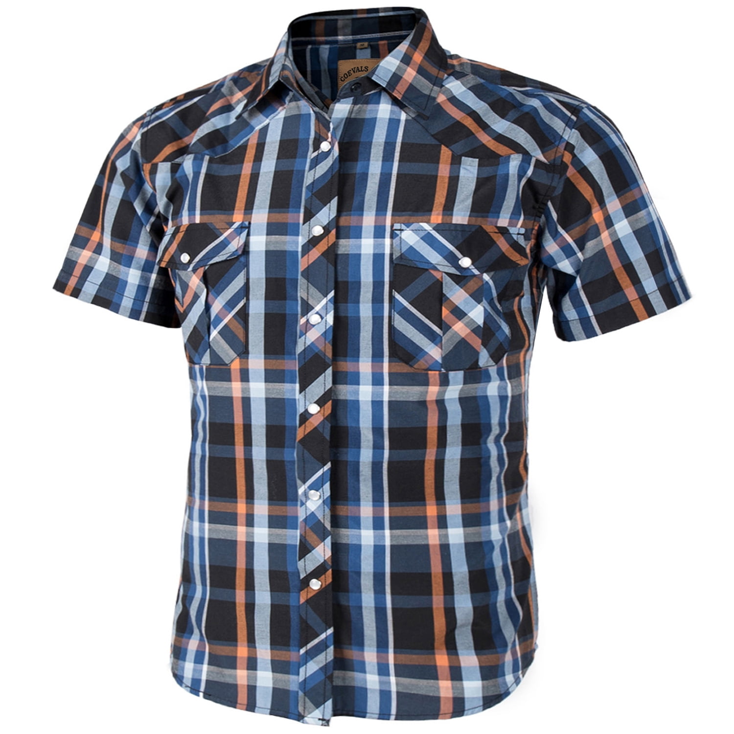 Coevals Club Mens Pearl Snap Plaid Western Cowboy Button Up Short ...
