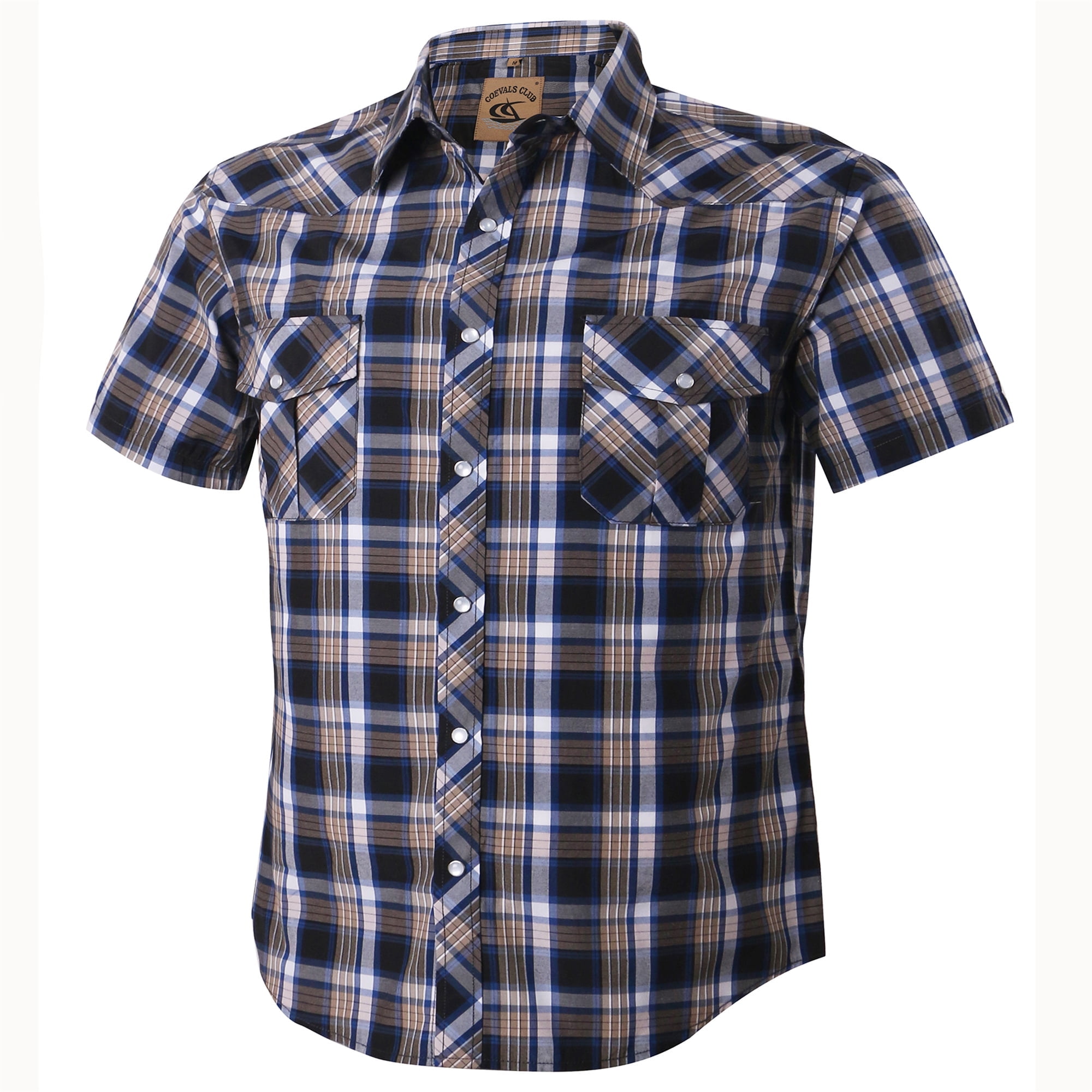 Coevals Club Mens Pearl Snap Plaid Western Cowboy Button Up Short ...
