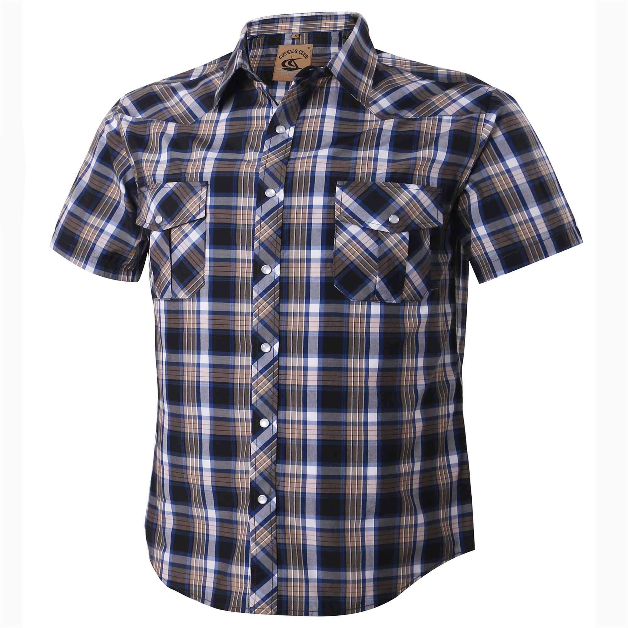 Coevals Club Mens Pearl Snap Plaid Western Cowboy Button Up Short ...