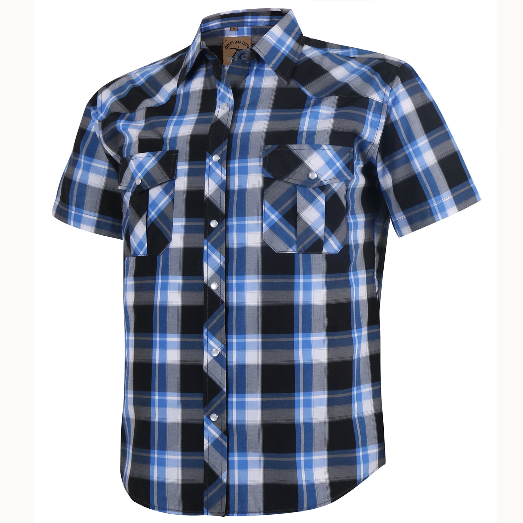Coevals Club Mens Pearl Snap Plaid Western Cowboy Button Up Short ...