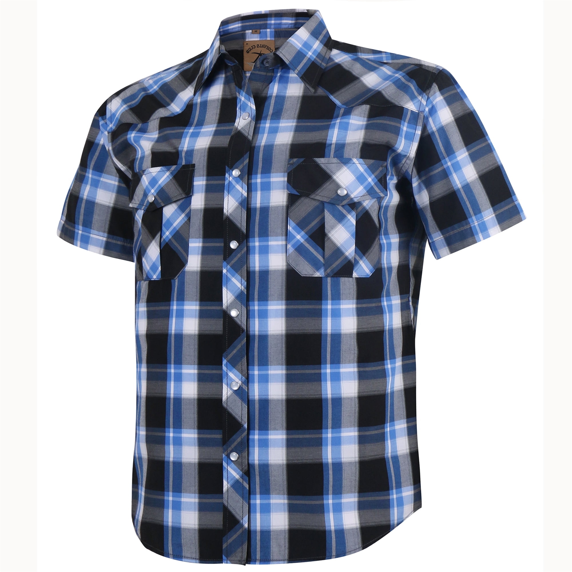 Coevals Club Mens Pearl Snap Plaid Western Cowboy Button Up Short ...