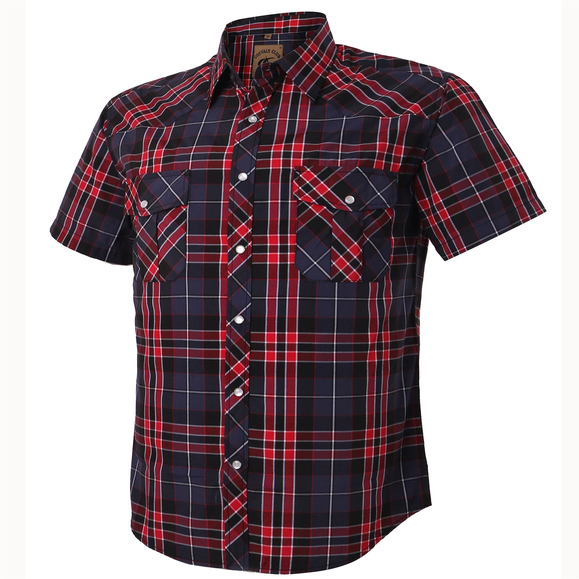 Coevals Club Mens Pearl Snap Plaid Western Cowboy Button Up Short ...