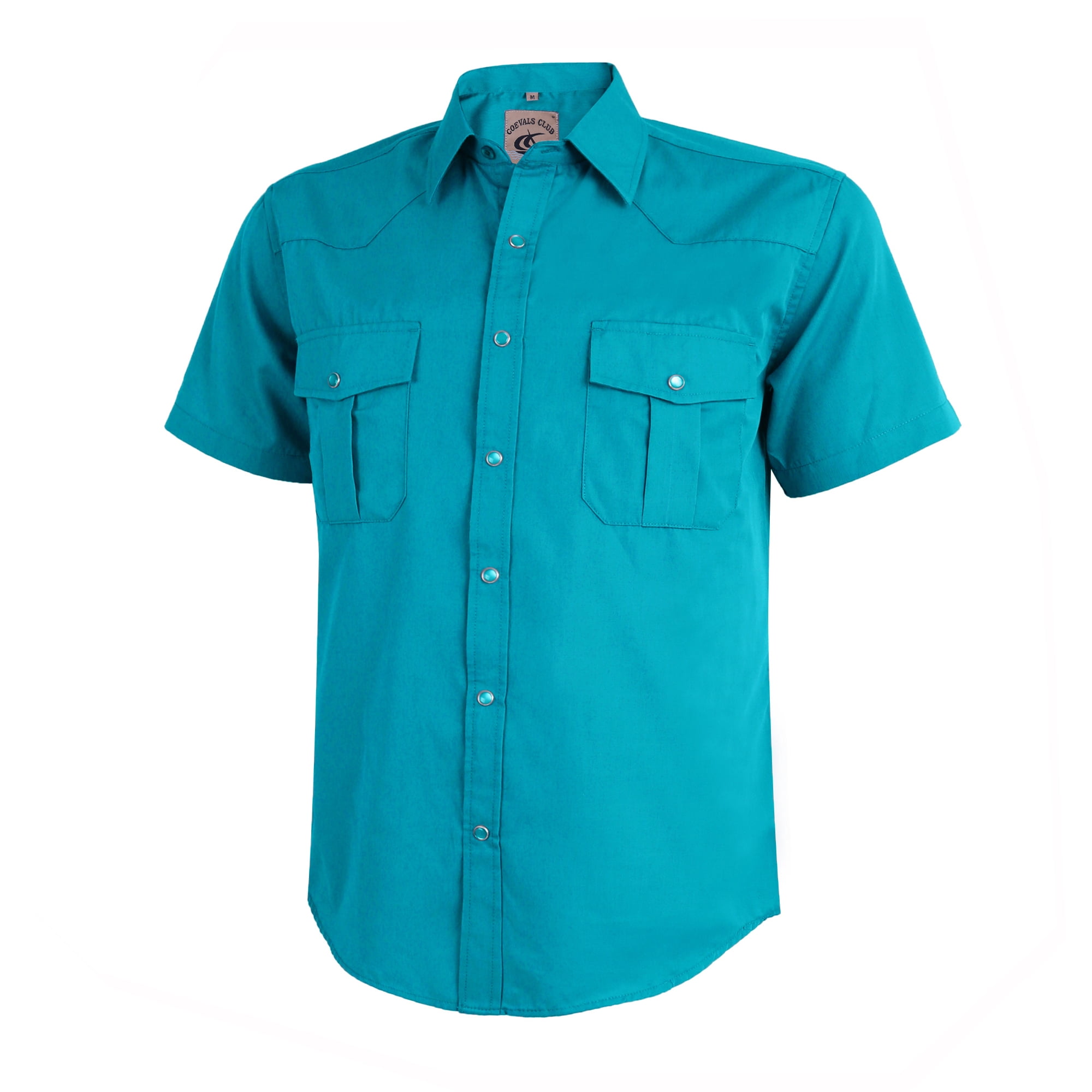 Coevals Club Mens Pearl Snap Solid Western Cowboy Button Up Dress Short ...