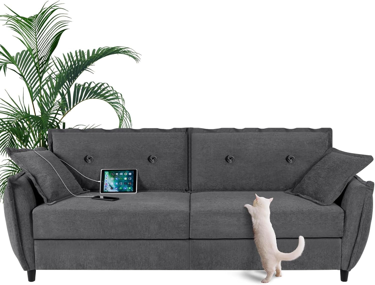 Coewske 85''W Large 3-Seat Comfy Cloud Couch Extra Deep Fluffy Sofa w ...