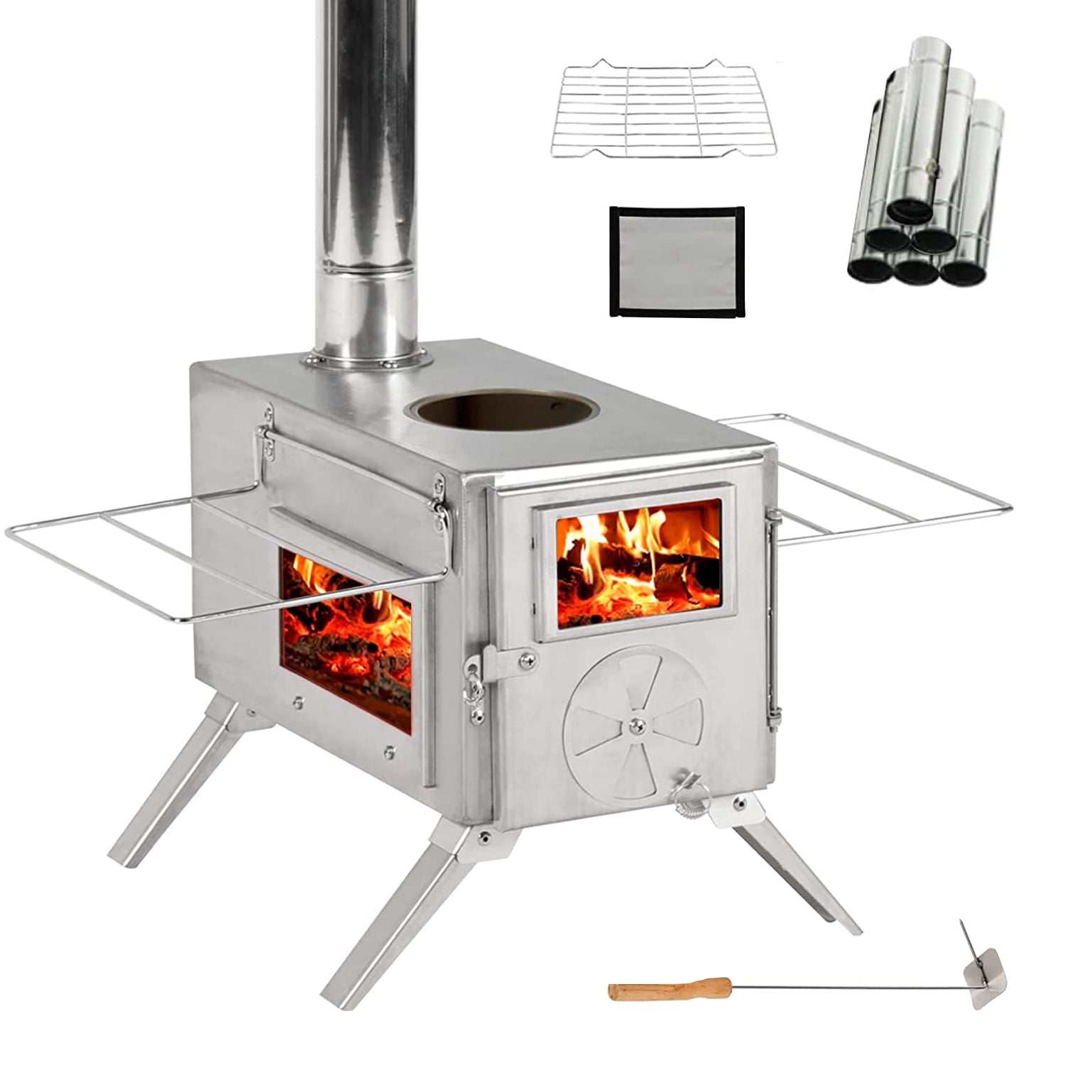 Coewske Portable Camping Stove with Folding Jack Kit & Chimney ...