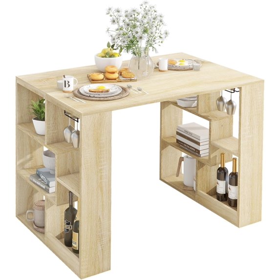 Coewske Wooden Dining Table Small Rectangle Kitchen Table w/ Storage ...