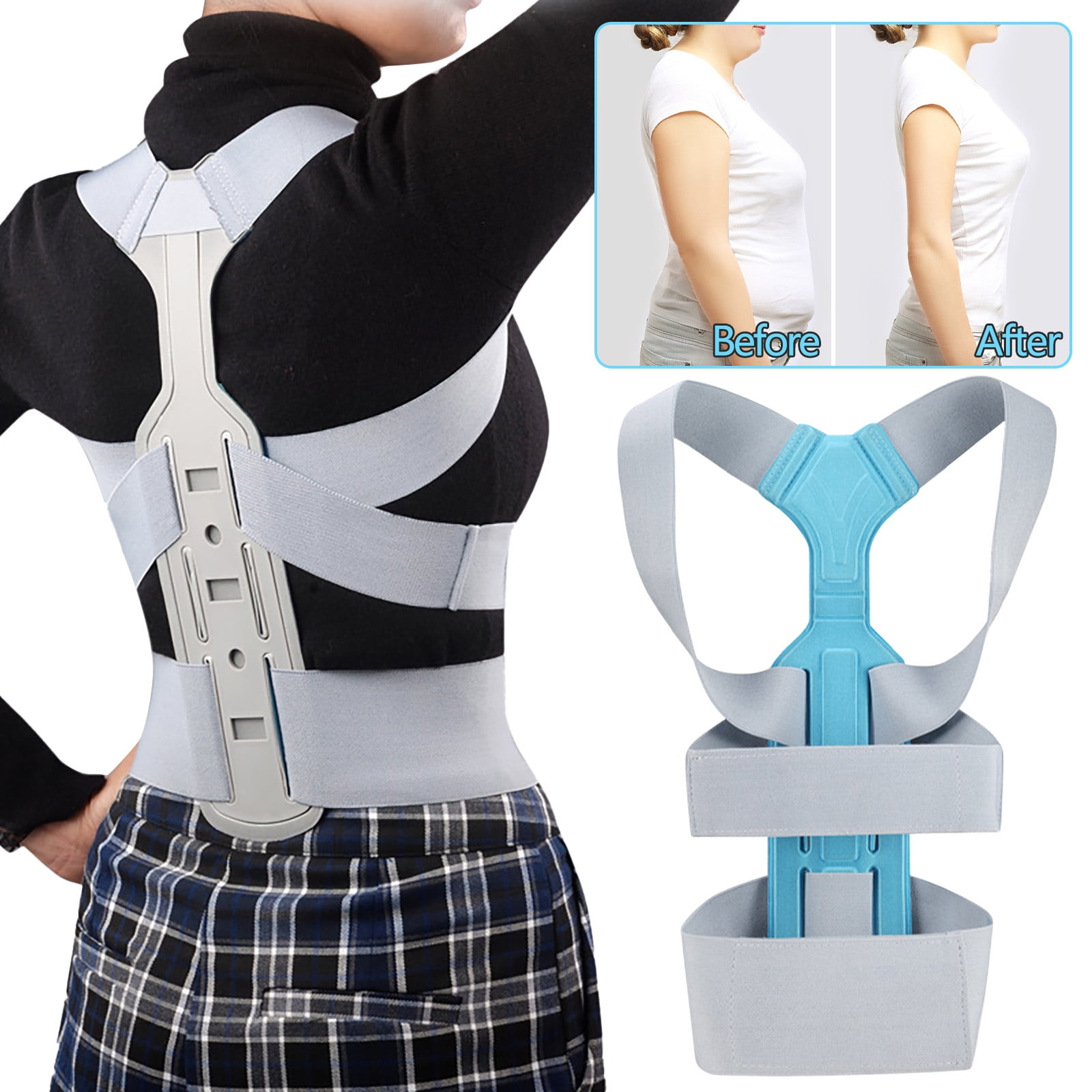CofeeMO Adult's Back Support Belt for Scoliosis Hunchback Hump Thoracic ...