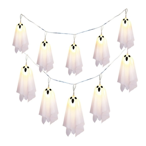 CofeeMO Halloween Decoration-Light Up Ghost Garland-Handmade LED Ghost ...