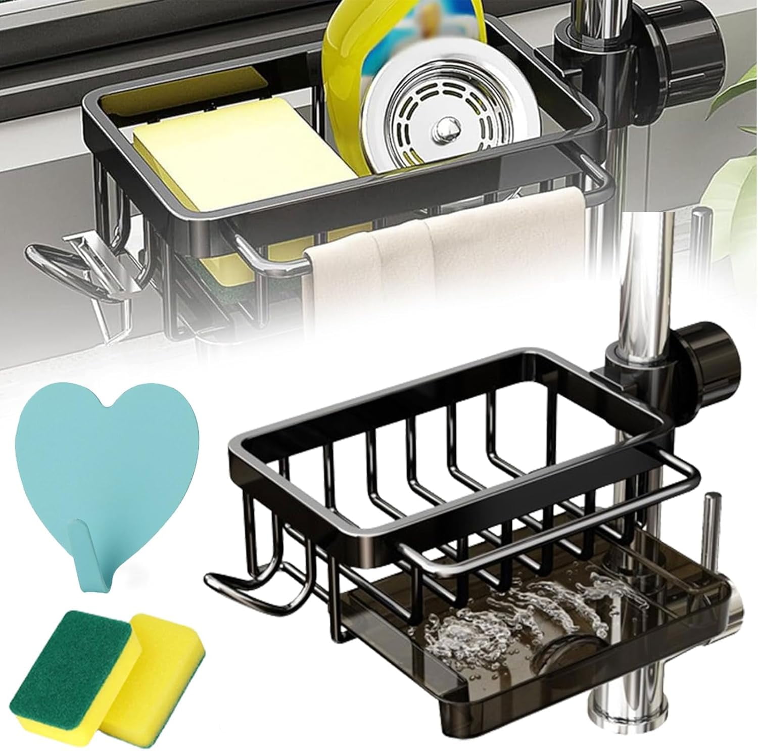 Cofeficent Kitchen Sink Faucet Organizer, Multifunction Kitchen Sink ...