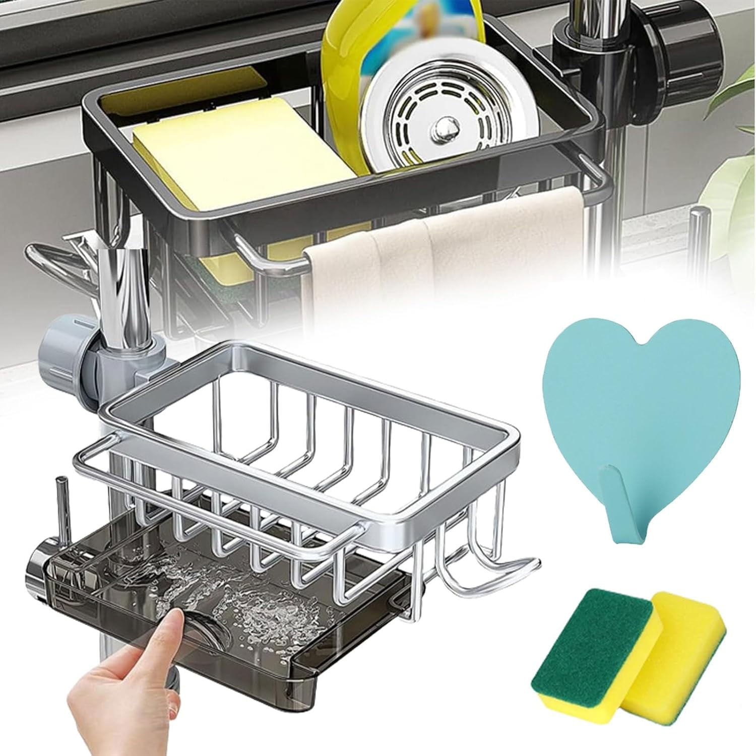 Cofeficent Kitchen Sink Faucet Organizer, Multifunction Kitchen Sink ...