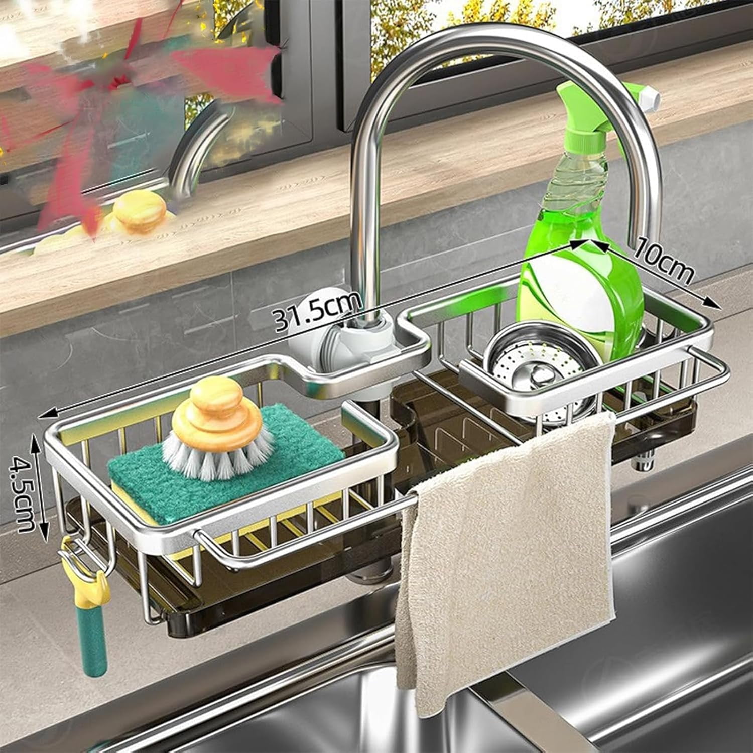 Cofeficent Kitchen Sink Faucet Organizer, Multifunction Kitchen Sink ...