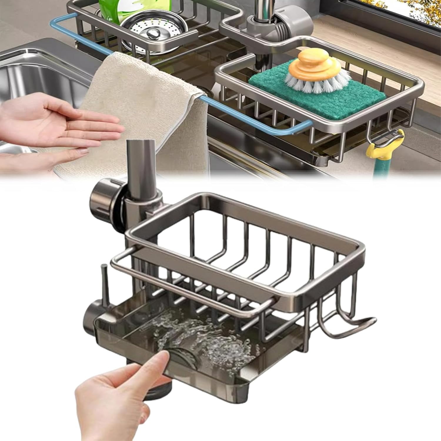 Cofeficent Kitchen Sink Faucet Organizer, Multifunction Kitchen Sink ...