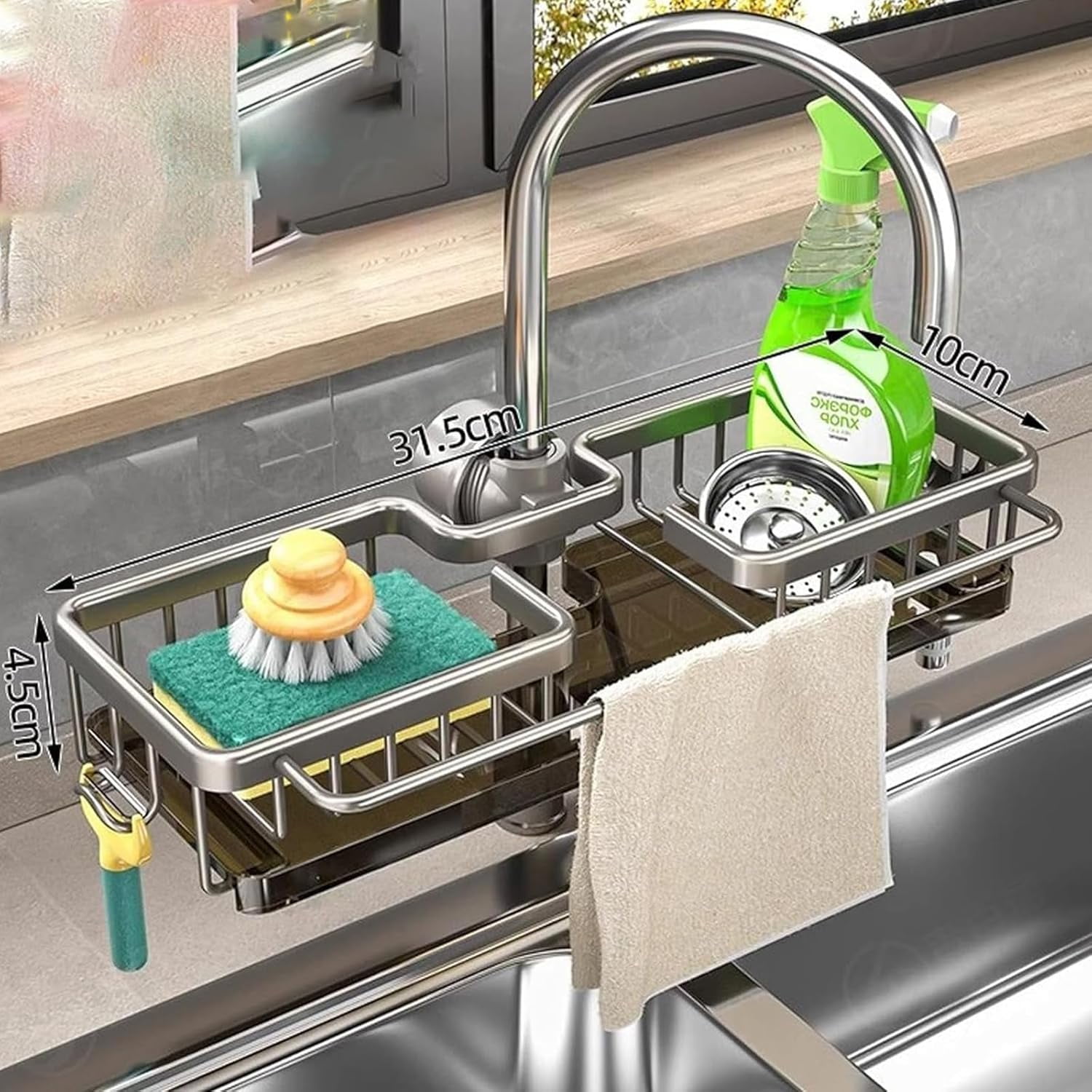 Cofeficent Kitchen Sink Faucet Organizer, Multifunction Kitchen Sink ...