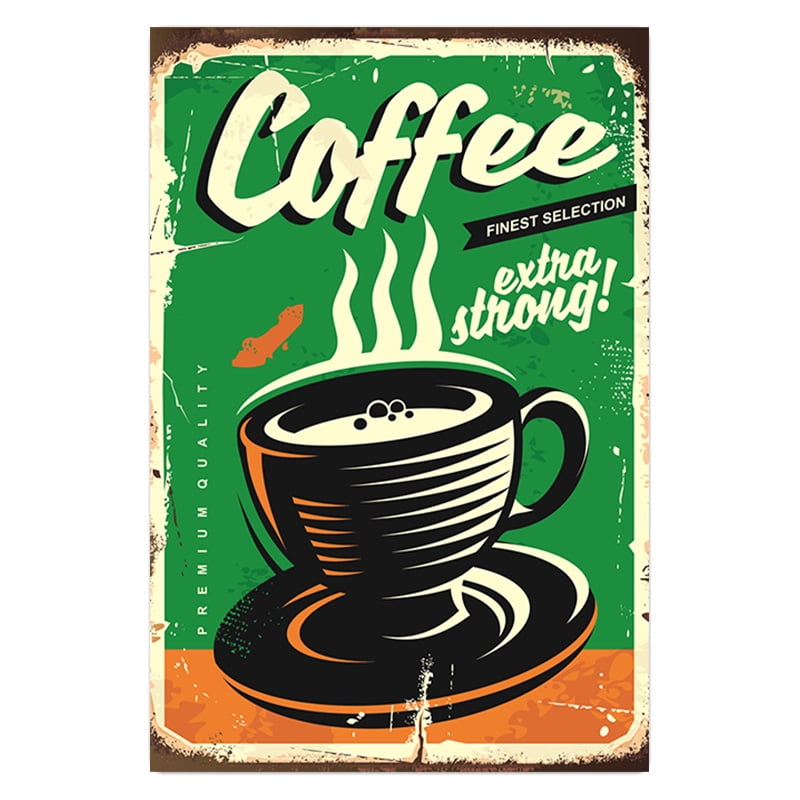 Coffe Extra StrangVintage Designs Coffee Cup Metal Aluminium Sign Retro ...