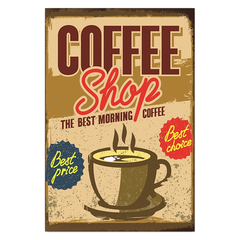 Coffe Shop The Best Morning Coffee Vintage Designs Coffee Cup Metal ...
