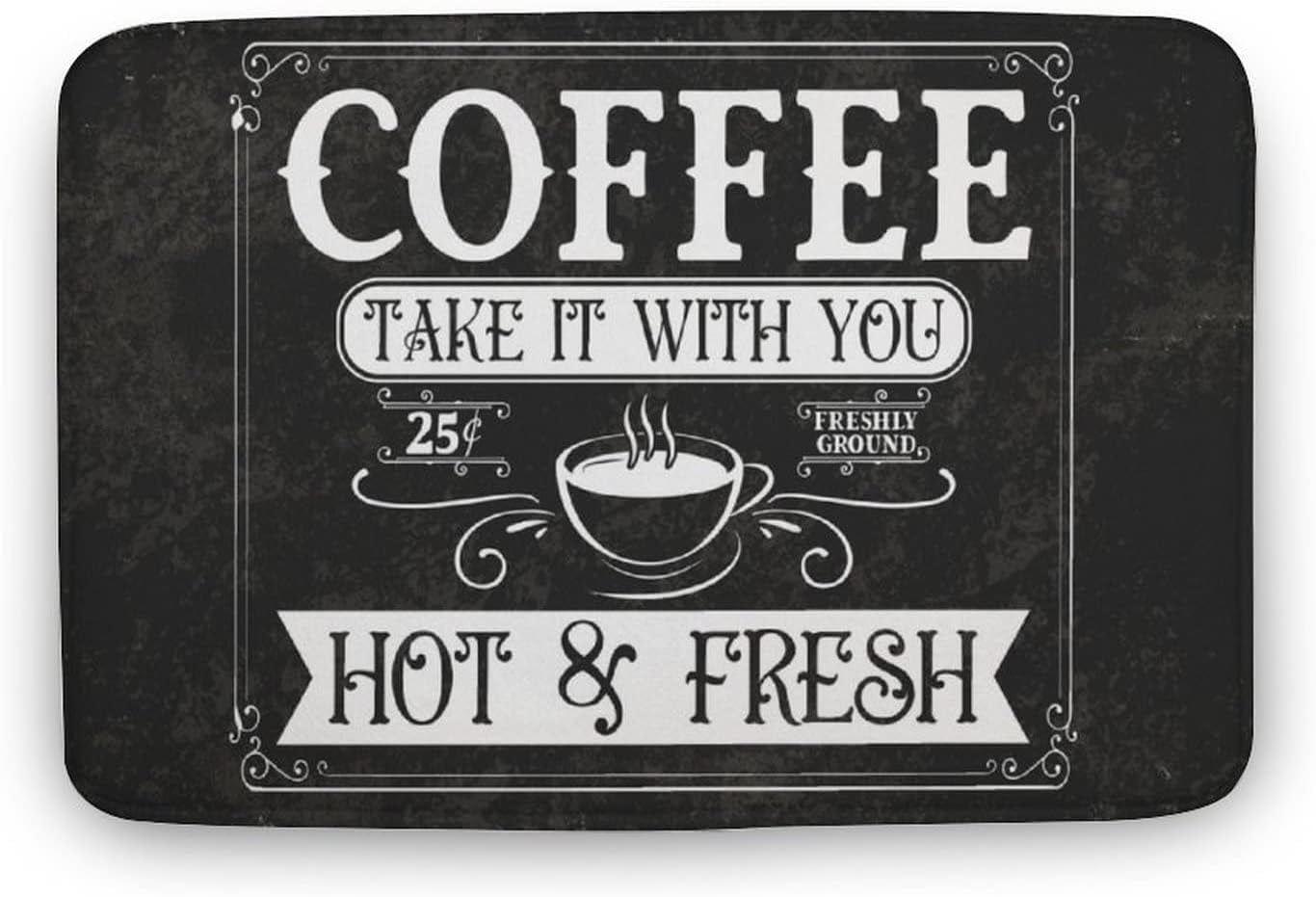 Coffe Take It with You Hot Fresh Coffee Bar Front Door Mat Welcome Mats ...