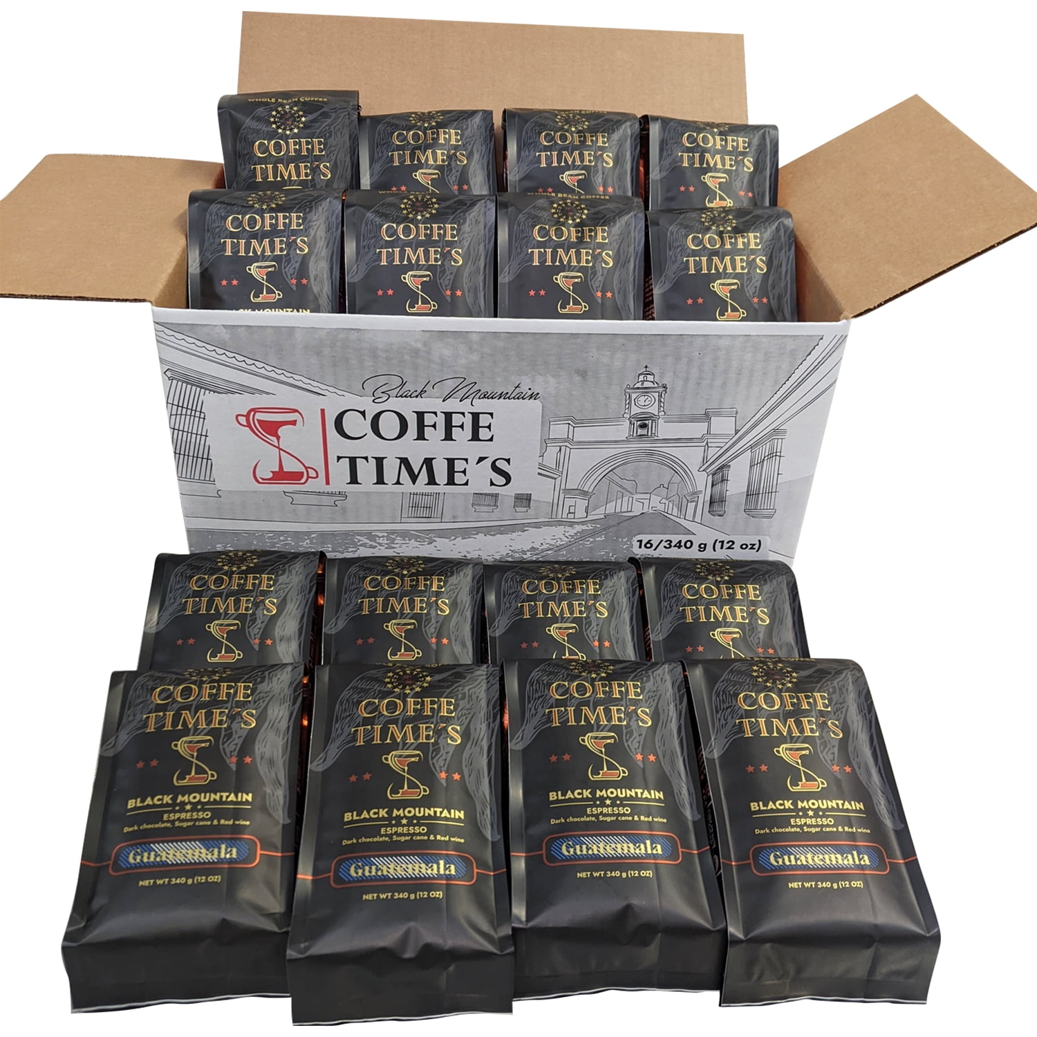 Coffe Times, Black Mountain, Dark Roast, Whole Bean Coffee Packets ...