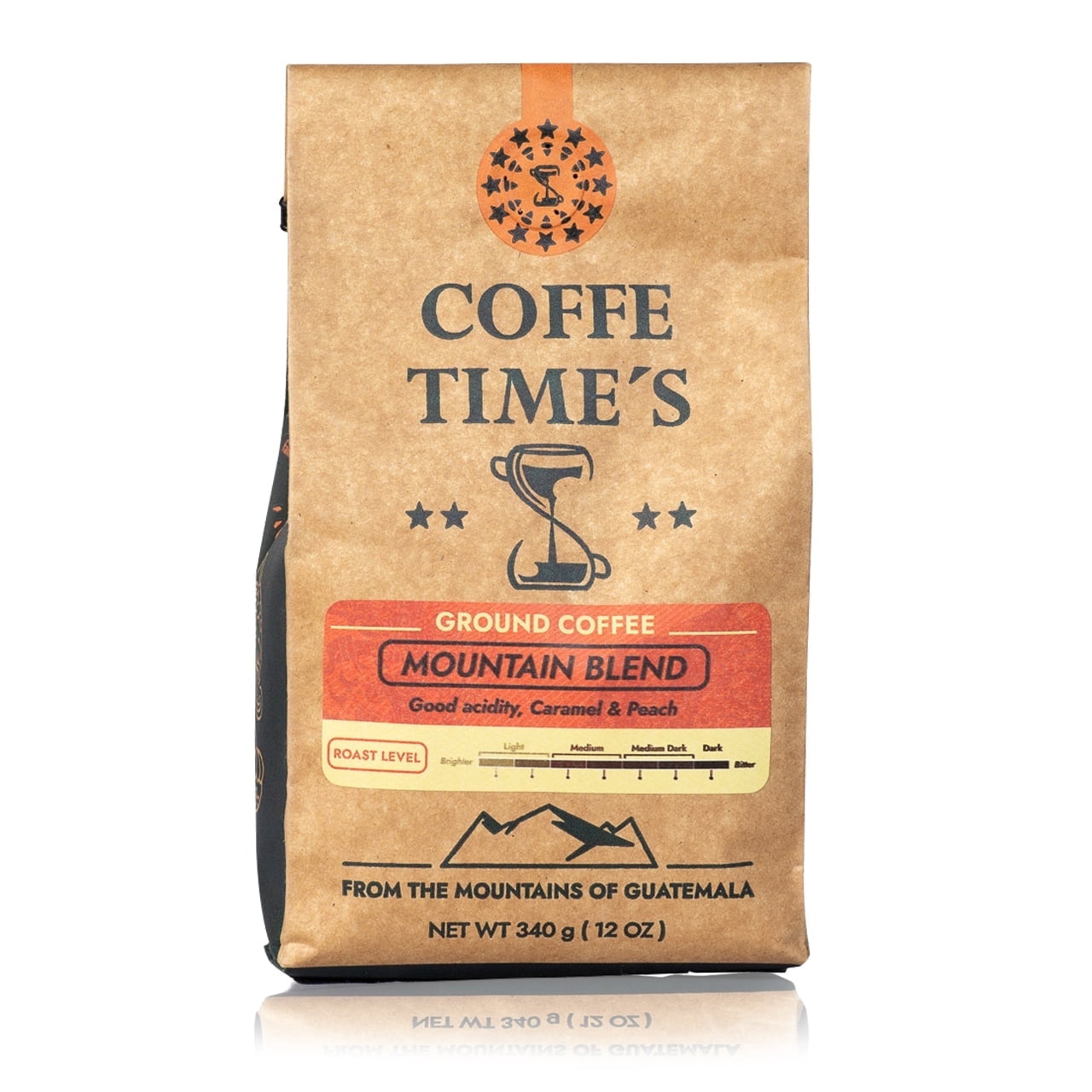 Coffe Times, Medium Roast Ground Coffee - Mountain Blend 12 Ounce Bag ...