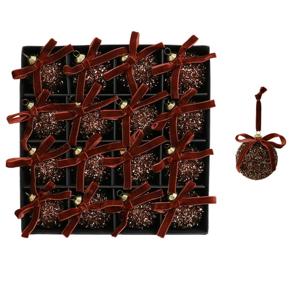 Coffee 16-Pack 6Cm Bow Christmas Ball Ornaments, Foam Christmas Tree ...