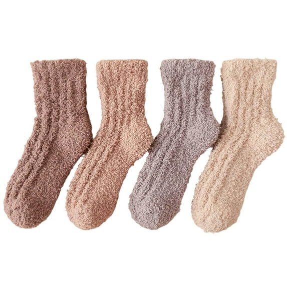 Coffee 4Pc Hairy Socks For Women In Winter Thick And Warm Mid Tube ...