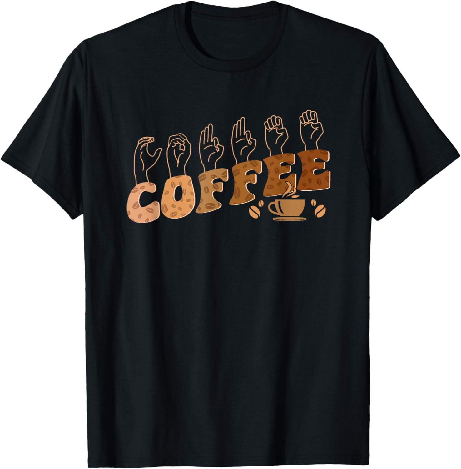 Coffee ASL American Sign Language Deaf Awareness Support T-Shirt ...