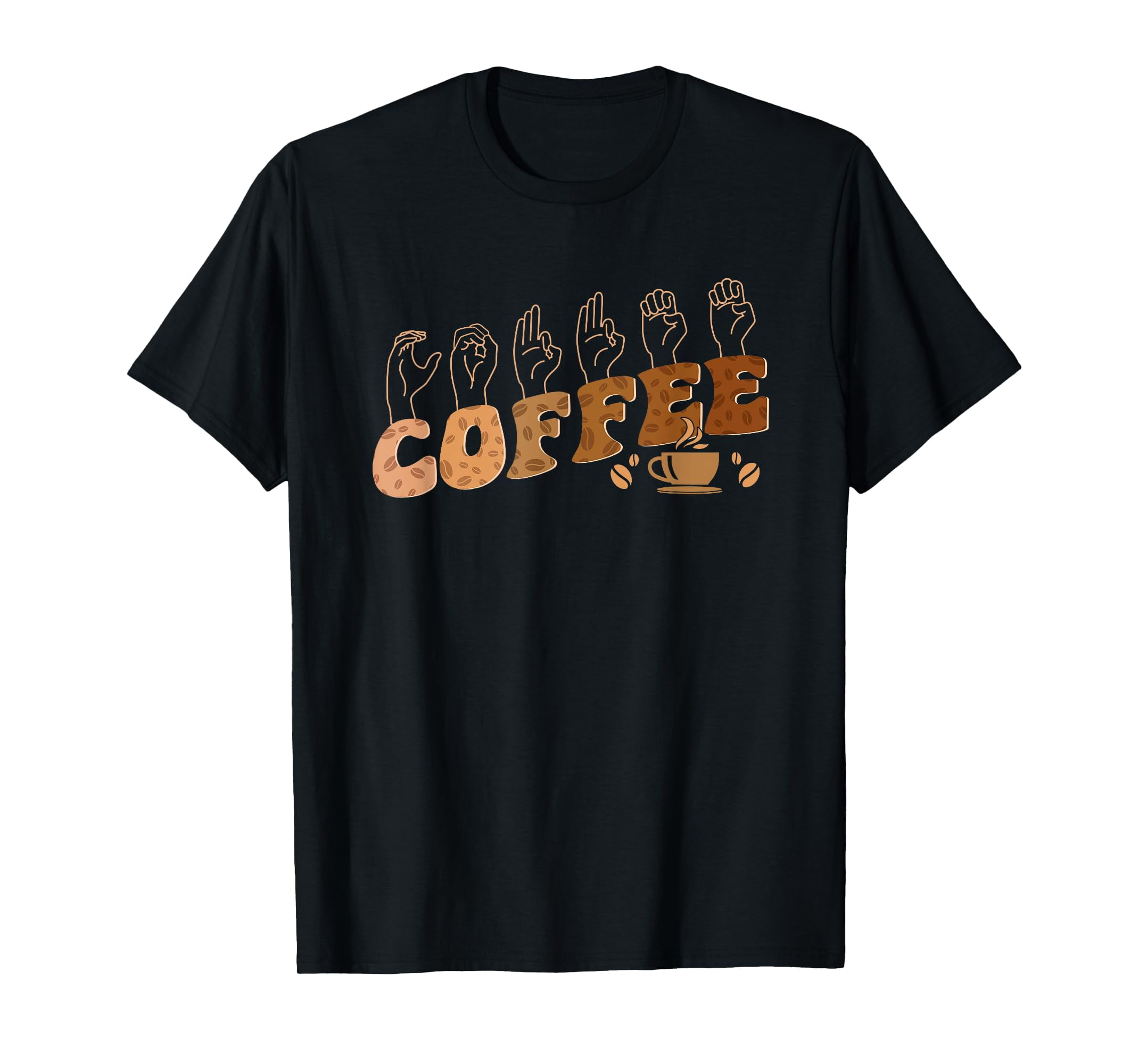 Coffee ASL American Sign Language Deaf Awareness Support T-Shirt ...