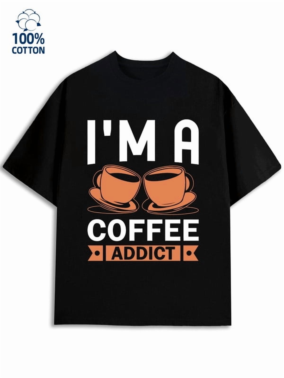 Coffee Addict Tee for men funny humor 180G 100% Cotton black funny ...