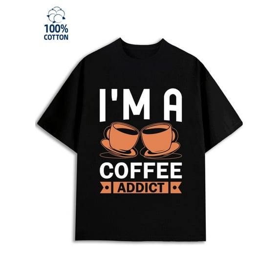 Coffee Addict Tee for men funny humor 180G 100% Cotton black funny ...